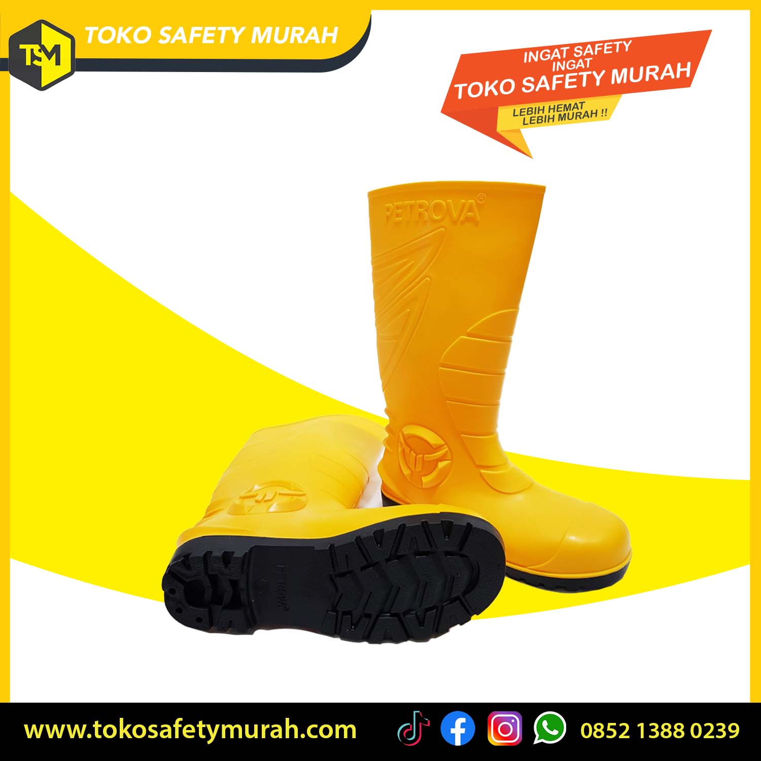 Sepatu Boot PETROVA Ultimate Steel Toe Ujung Besi Baja / PVC Kuning ...