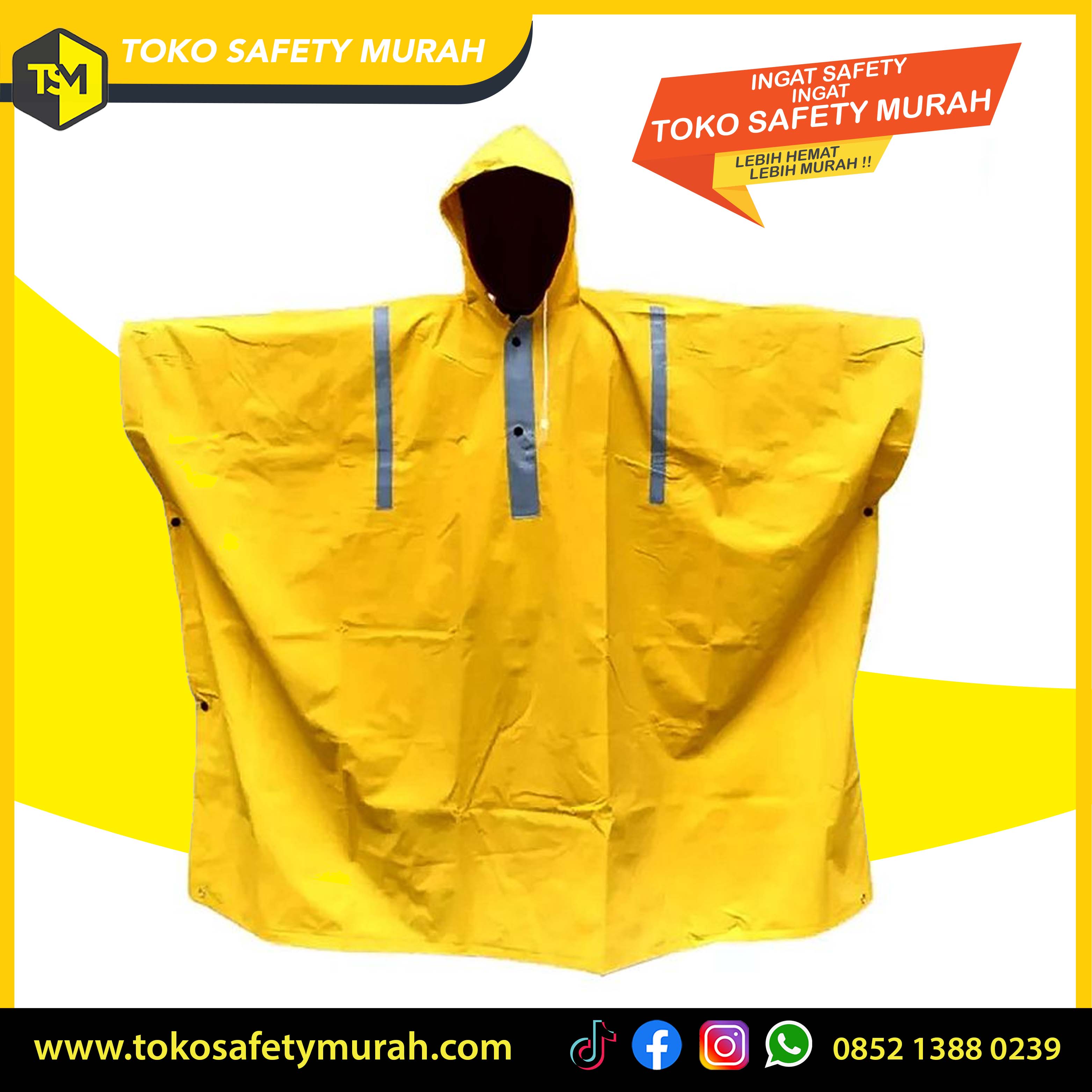 Mantel Jas Hujan Ponco Kelelawar / Poncho Kalong Raincoat Safety Proyek ...