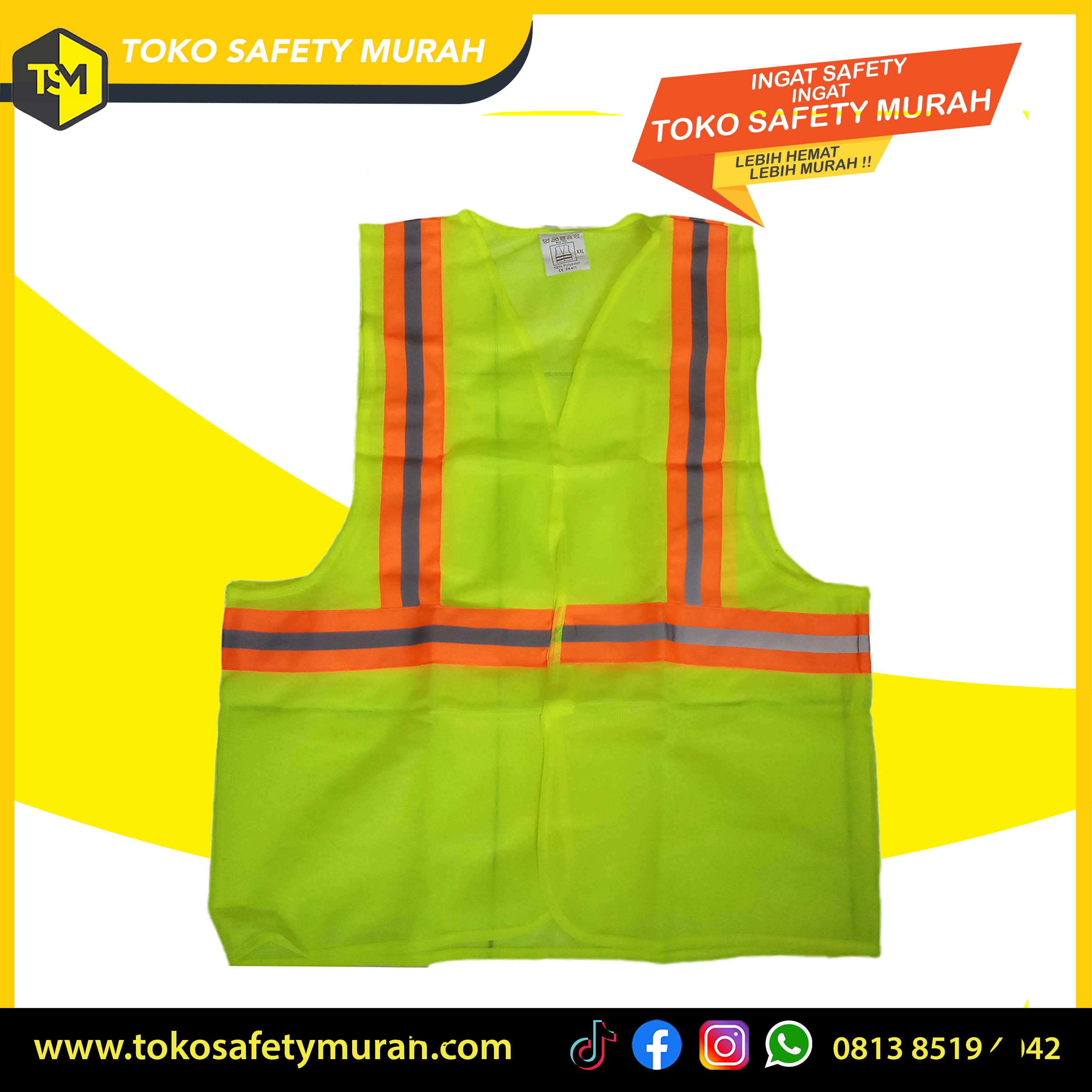 Rompi Proyek Kerja Lapangan Safety Vest Polyster Polyester Model ...