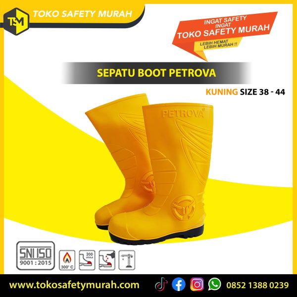 Sepatu Boot PETROVA Ultimate Steel Toe Ujung Besi Baja / PVC Kuning ...