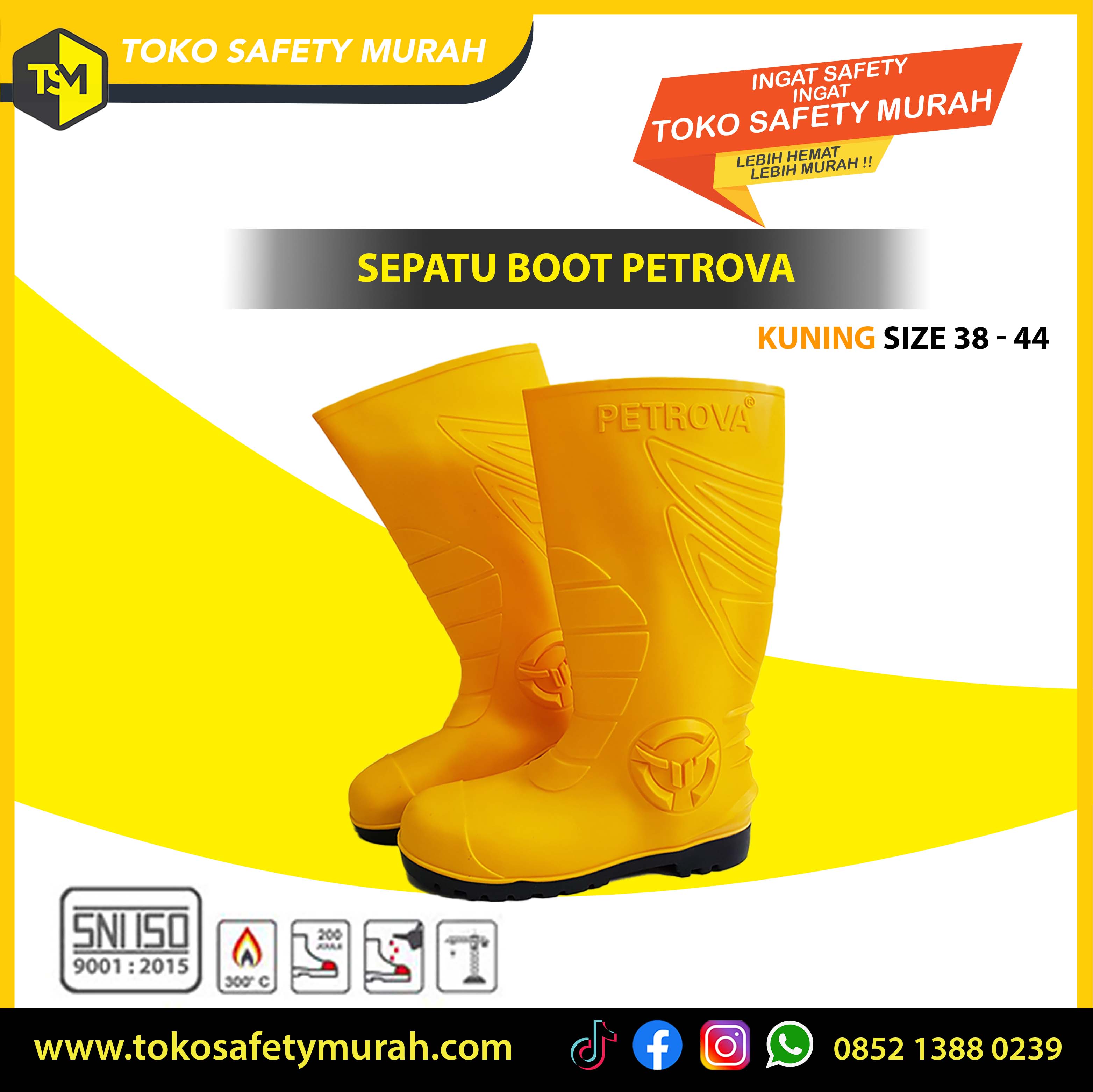 Sepatu Boot PETROVA Ultimate Steel Toe Ujung Besi Baja / PVC Kuning ...
