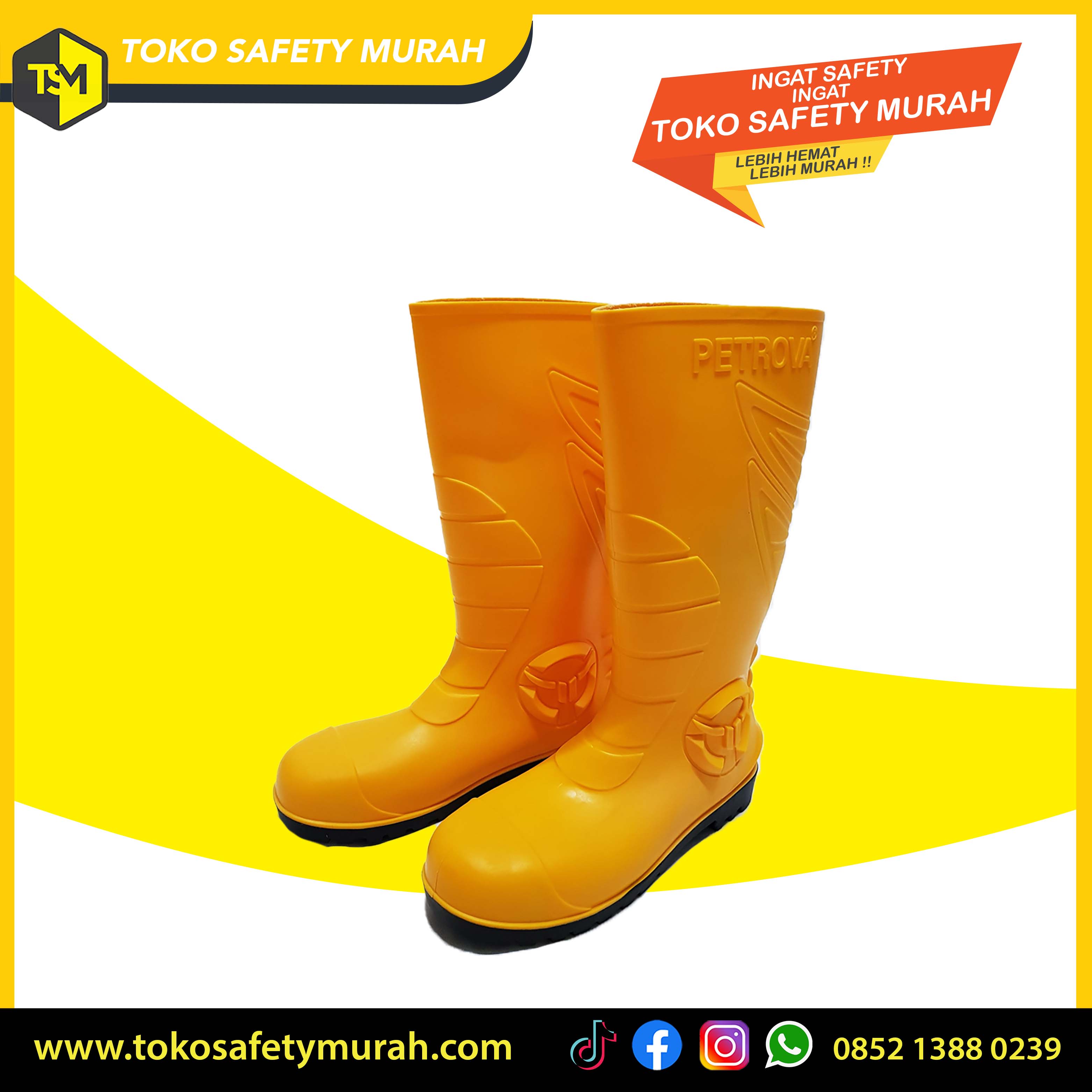 Sepatu Boot PETROVA Ultimate Steel Toe Ujung Besi Baja / PVC Kuning ...