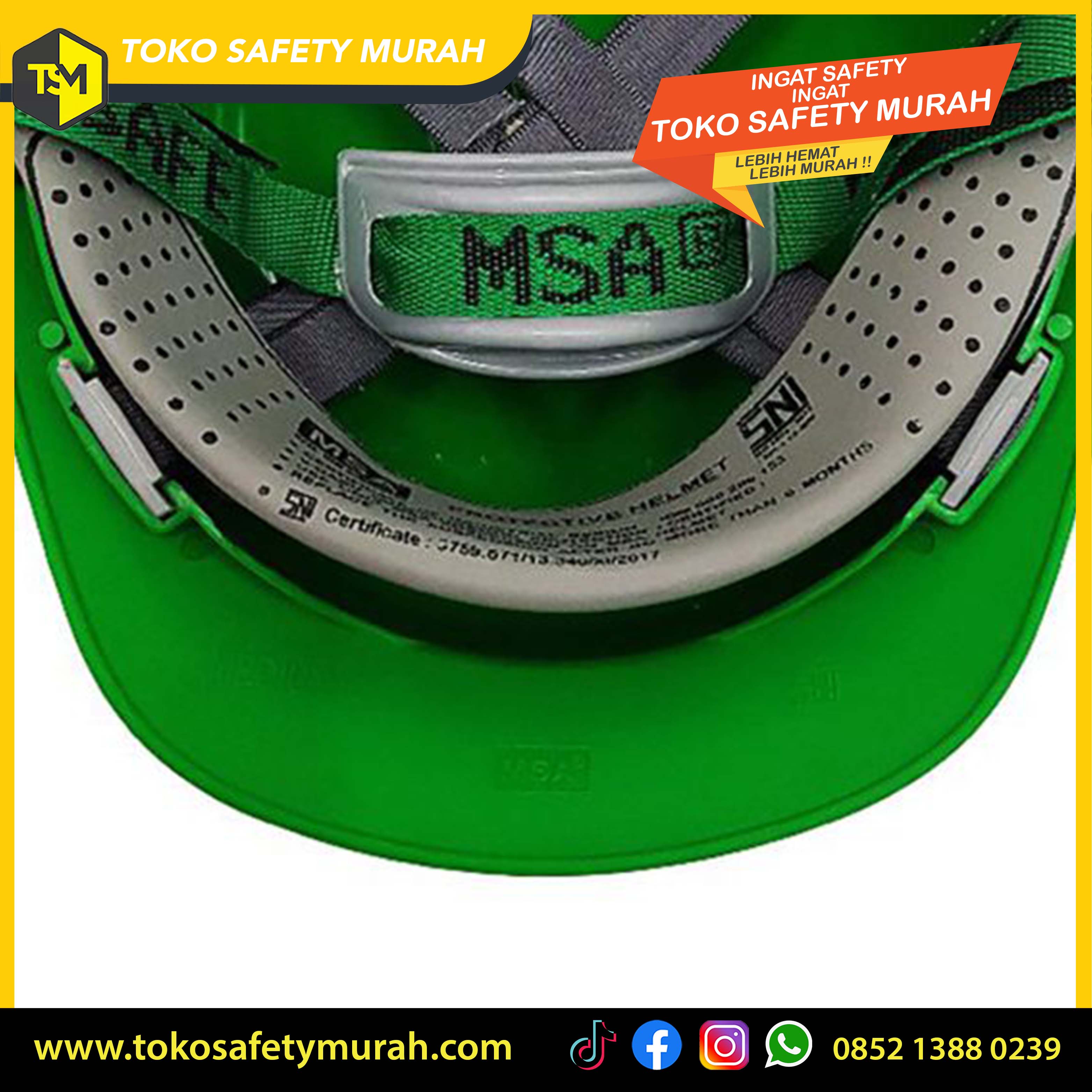 Helm MSA Hijau Helm Safety SNI MSA Lokal Plus Fastrack Helm Proyek ...