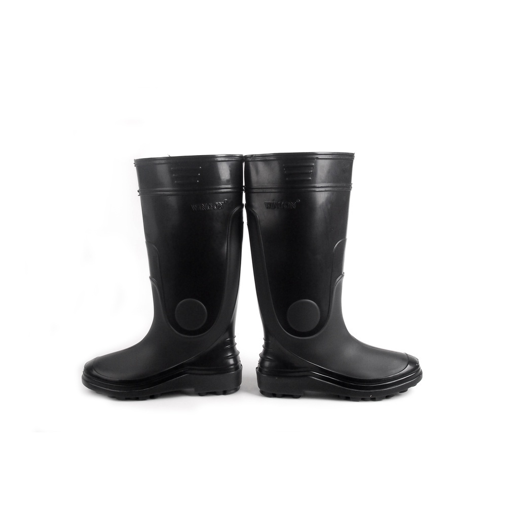 Sepatu Boot Model Panjang Tinggi Warna Hitam Black Merk Wing On Karet ...