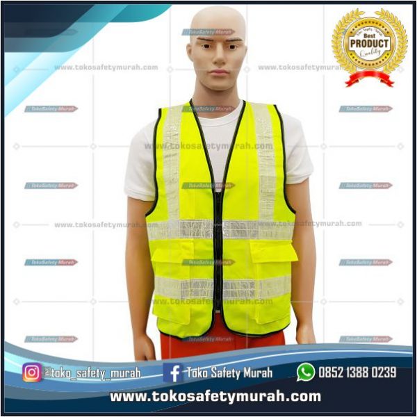 Rompi Safety Polyester Tebal HIJAU 2 Kantong dan Zipper Scotlight PVC # ...
