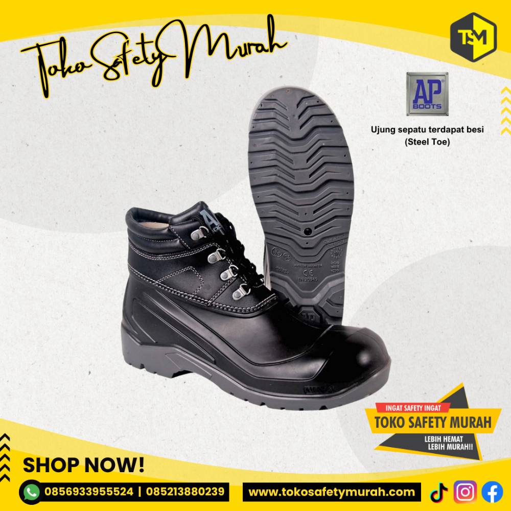 Safety Shoes AP Max by AP Boot Sepatu Boots Kerja Hitam Ujung Besi ...