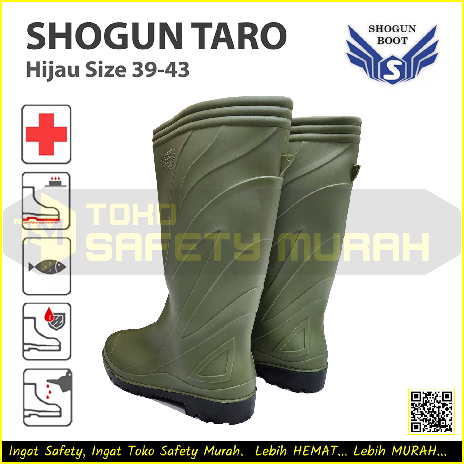Sepatu Boot Tinggi Boots PVC Hijau Kebun Pertanian Peternakan - Toko ...