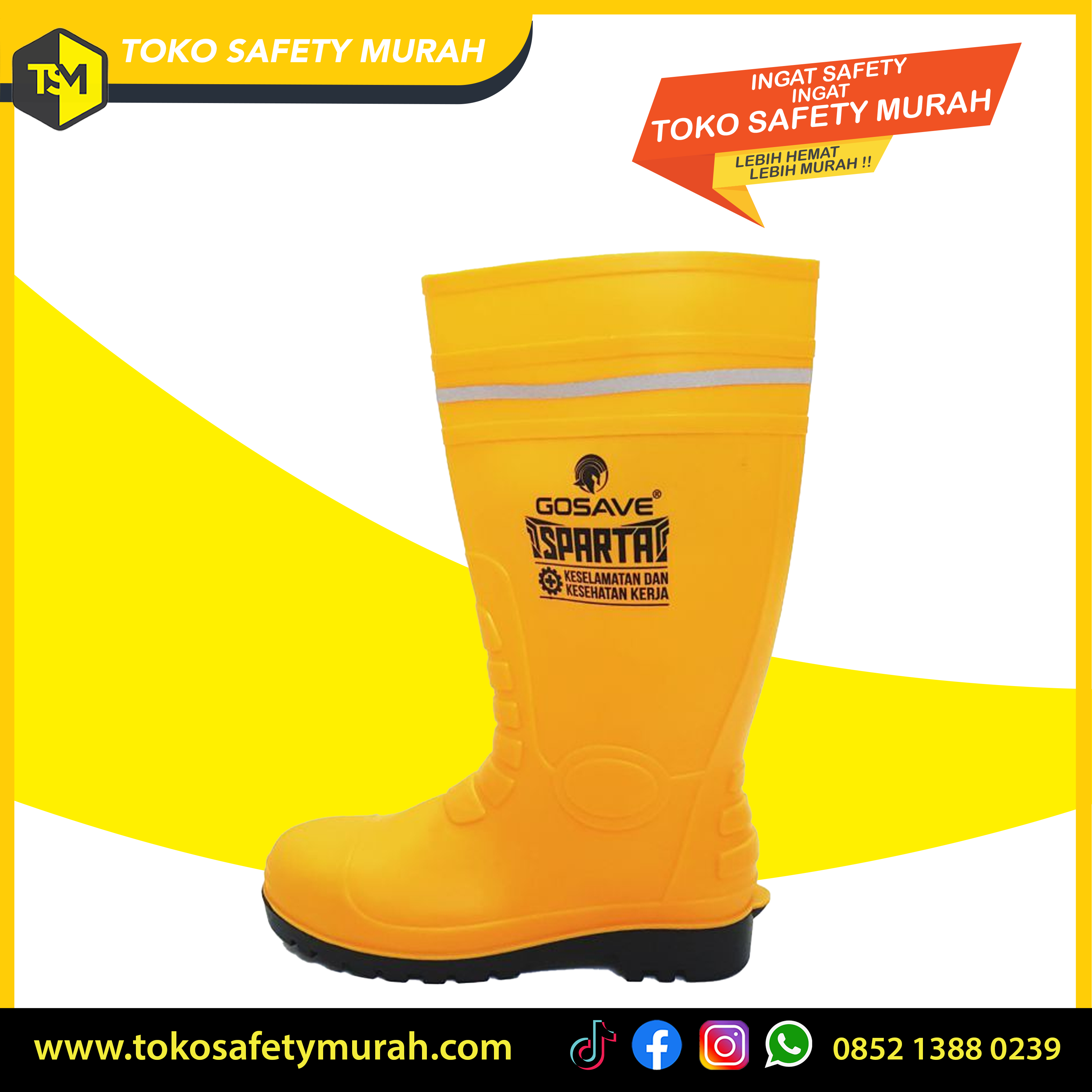 Sepatu Boot Gosave Safety PVC Kuning Rain boot Yellow Boots Sparta ...