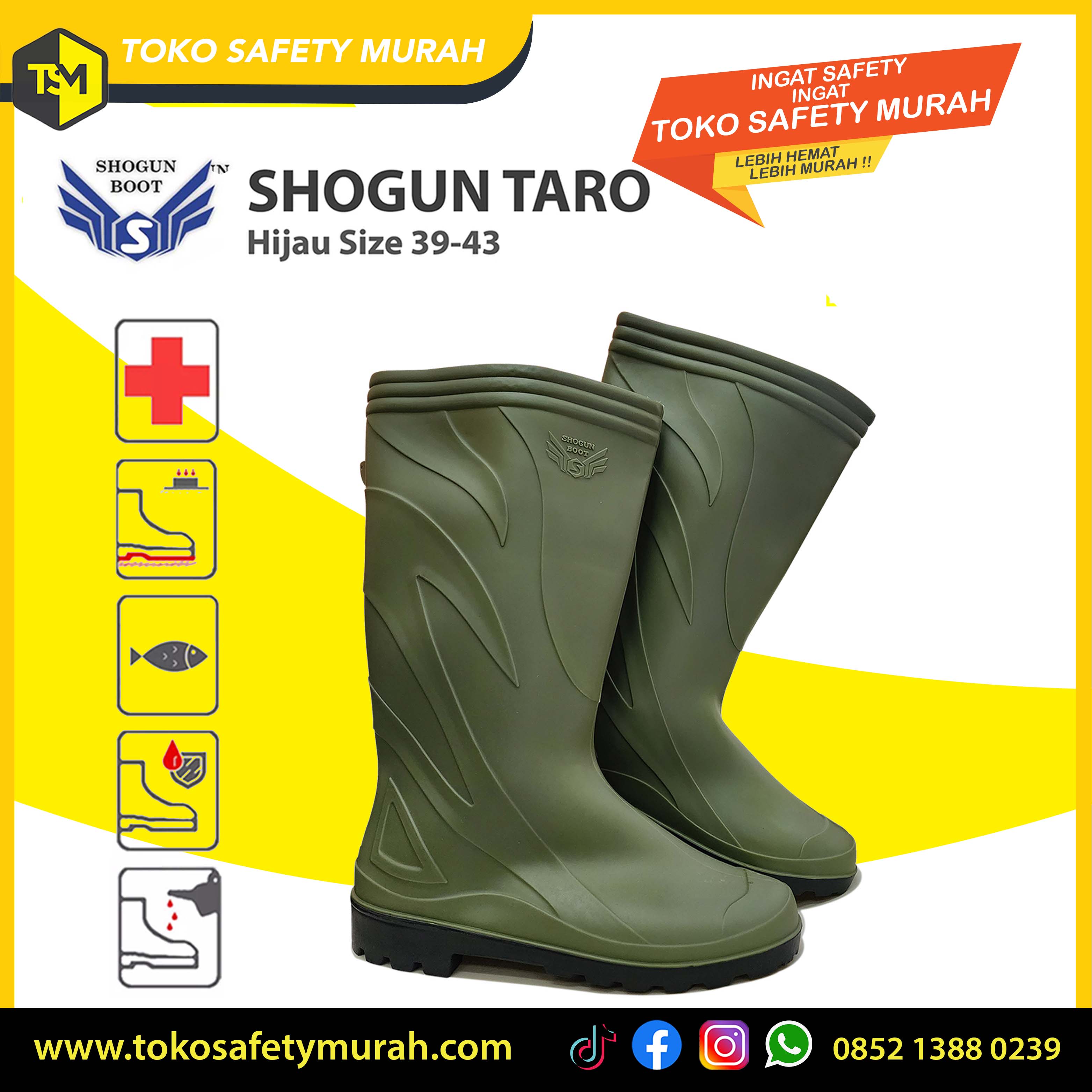Sepatu Boots Tinggi APD Boots Rubber Karet PVC Kerja Proyek Banjir Cor ...