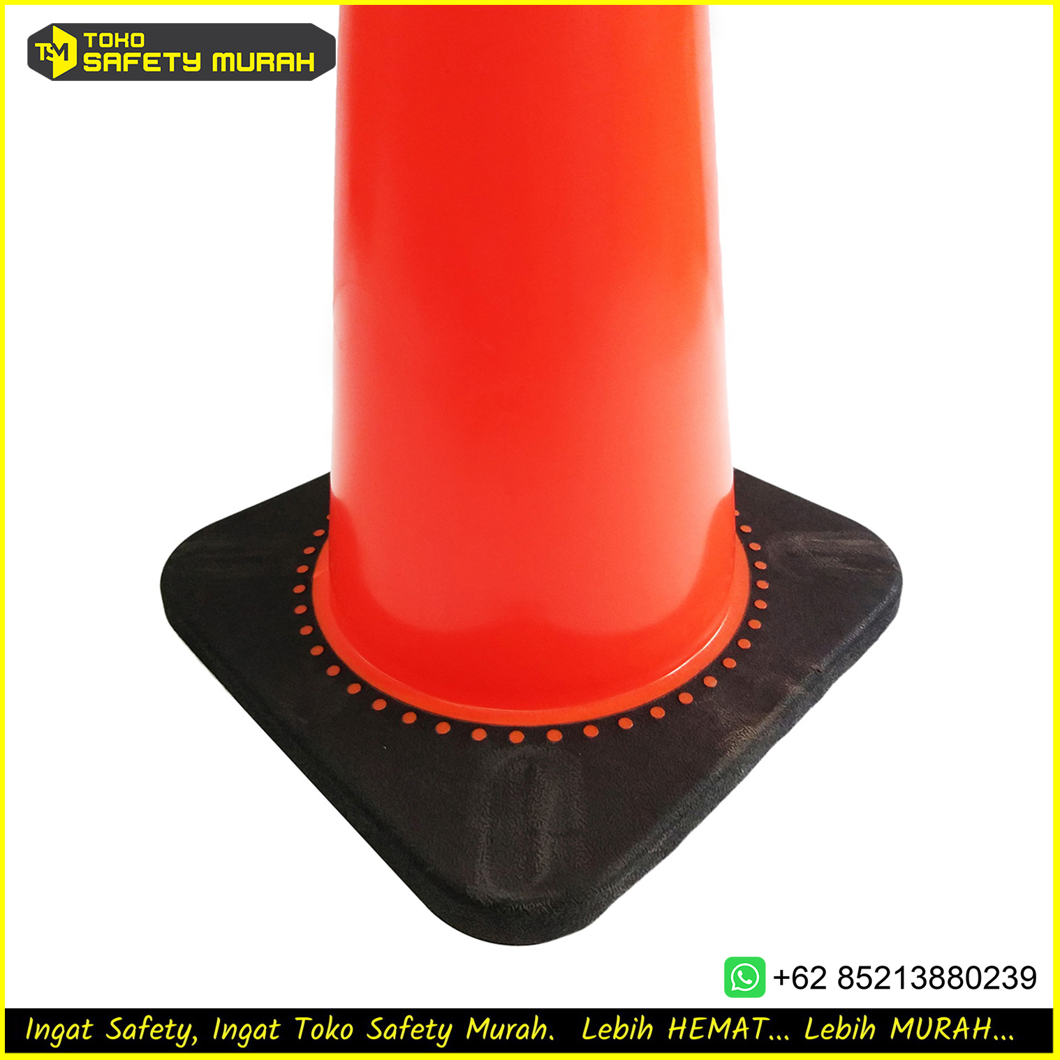 Traffic Cone Tinggi 90 cm / Safety Rubber Cone / Kerucut Jalan Bahan Karet Tinggi 90cm Alas ...