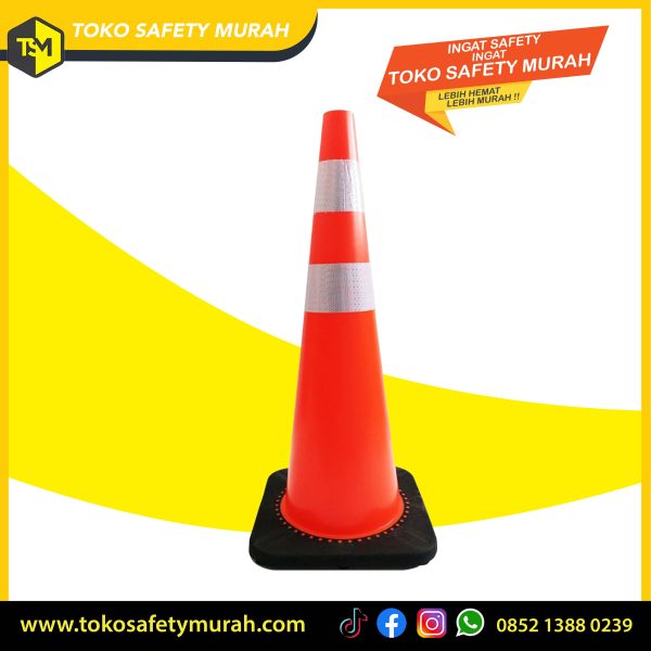 Traffic Cone Tinggi 90 cm Base Hitam / Safety Rubber Cone / Kerucut ...