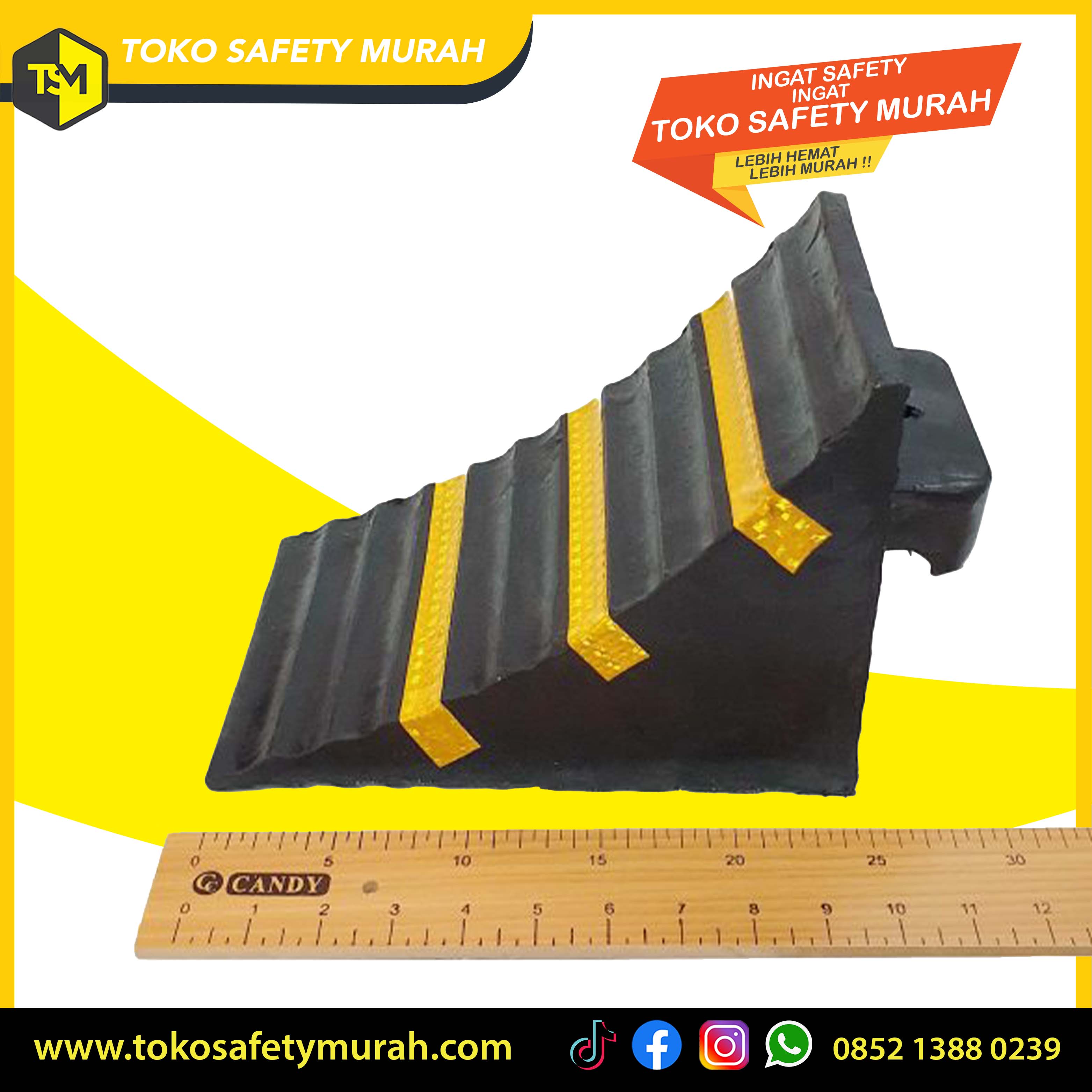 Wheel Stopper Rubber Chock 16cm Ganjalan Ban Mobil Umum SUV / Penahan ...