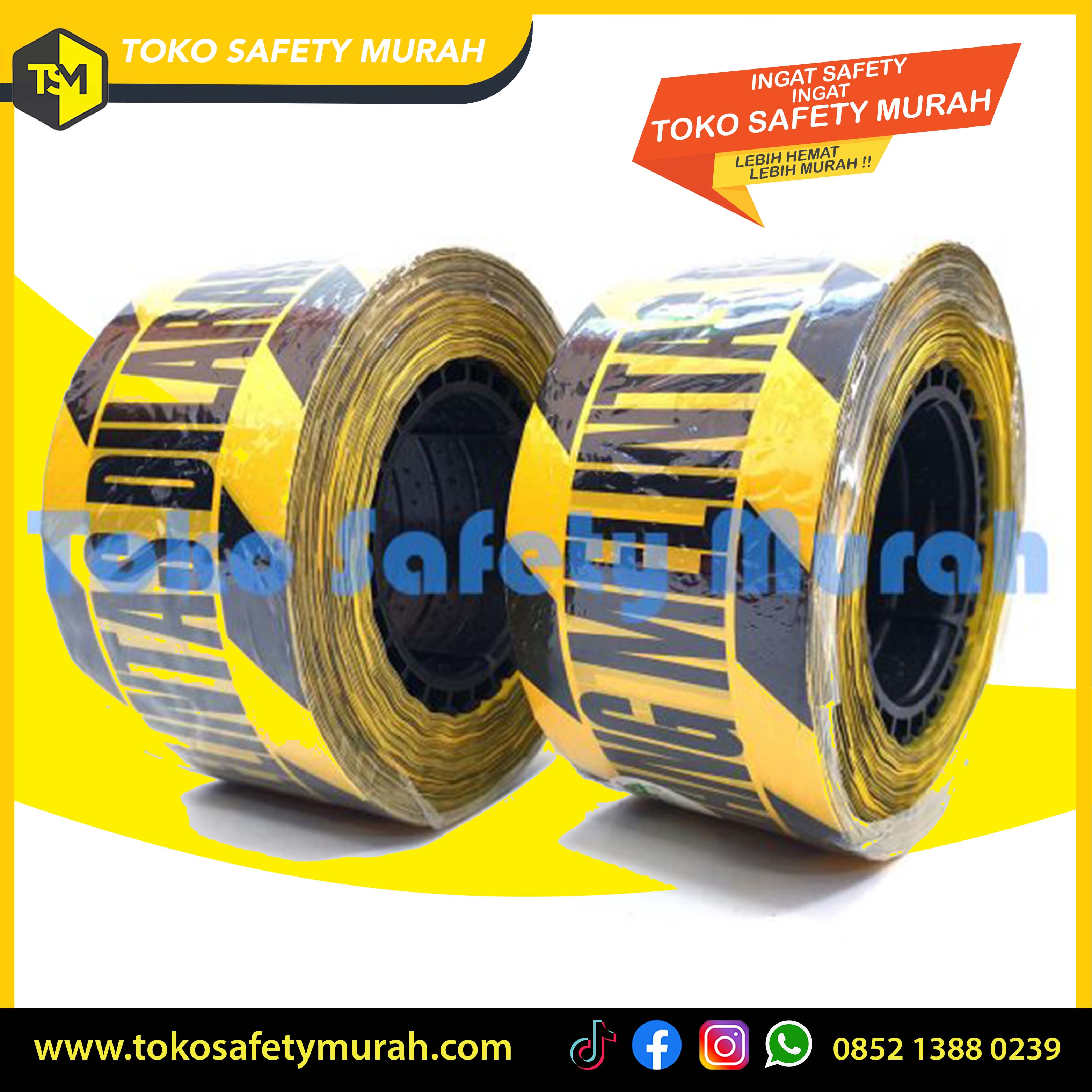 Police line DILARANG MELINTAS Barricade Plastik 3 inch 300 meter Safety ...