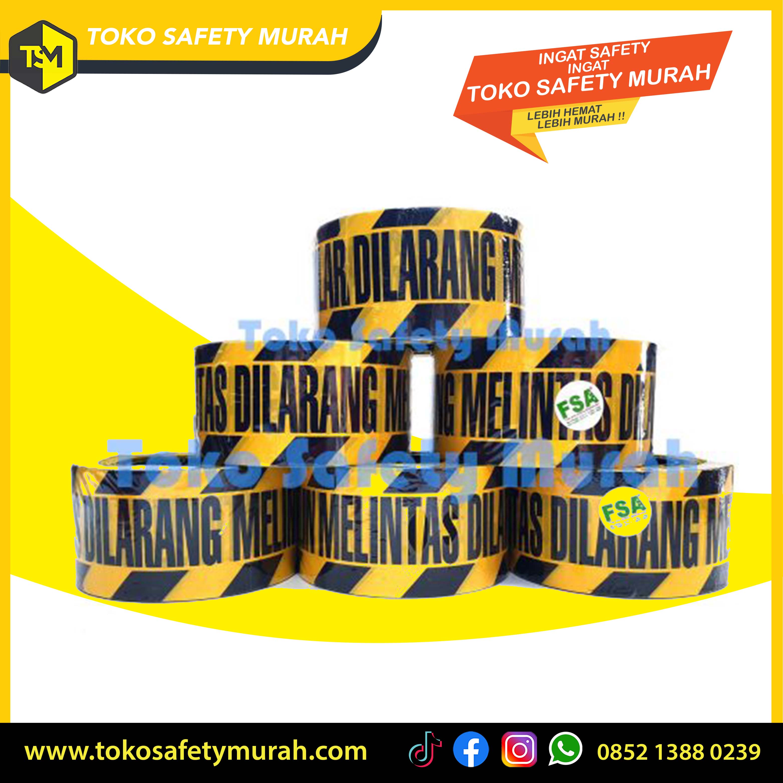 Police line DILARANG MELINTAS Barricade Plastik 3 inch 300 meter Safety ...