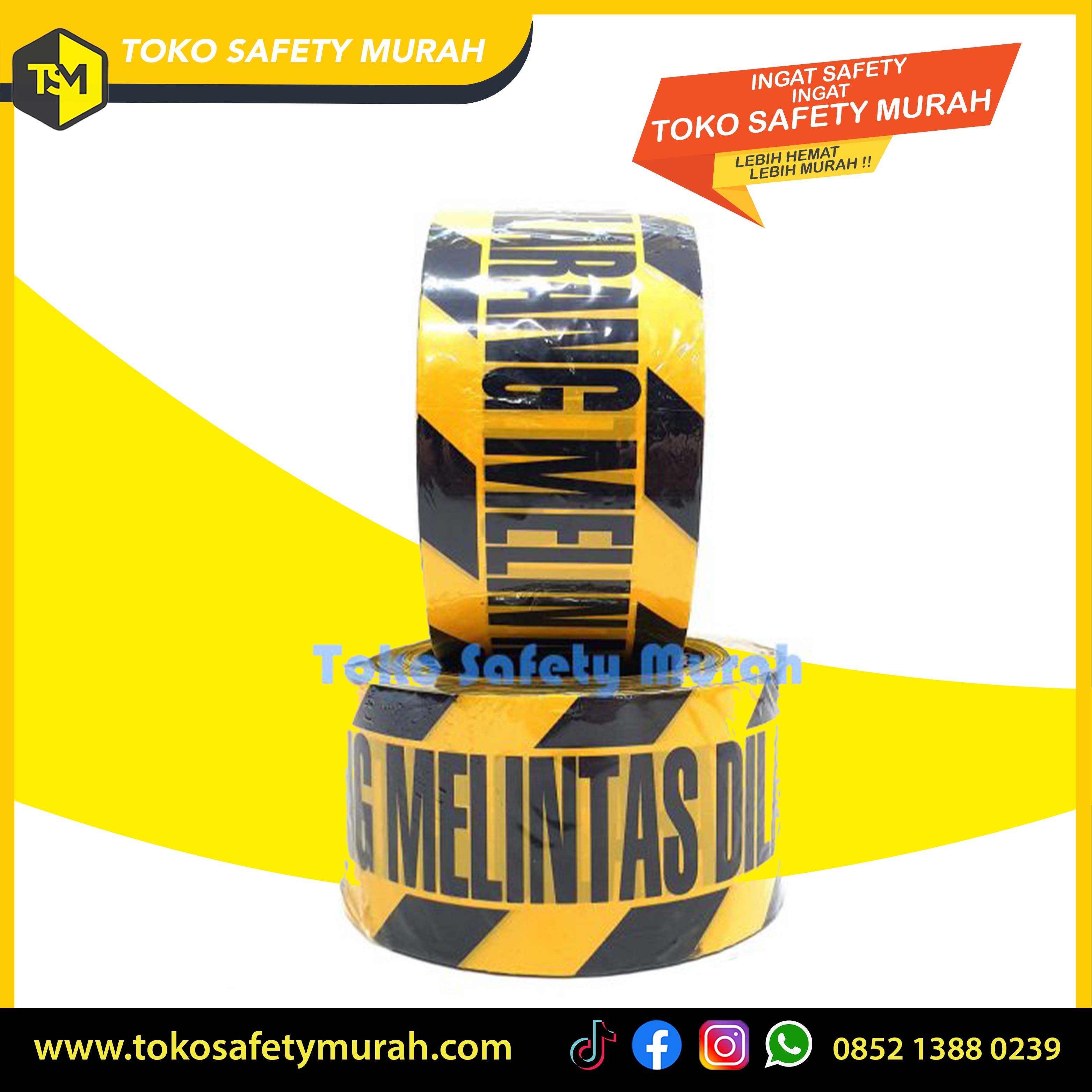 Police line DILARANG MELINTAS Barricade Plastik 3 inch 300 meter Safety ...