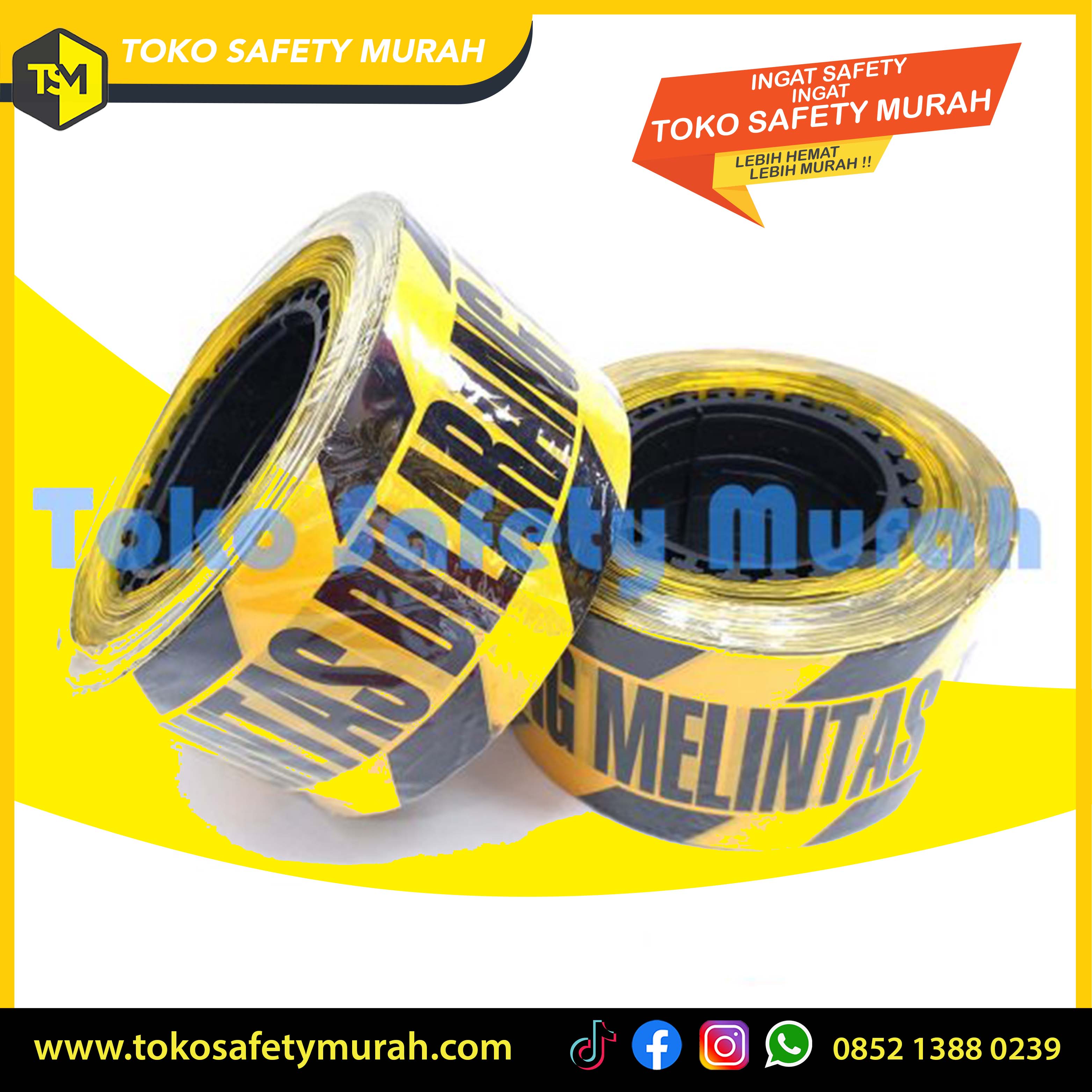Police line DILARANG MELINTAS Barricade Plastik 3 inch 300 meter Safety ...