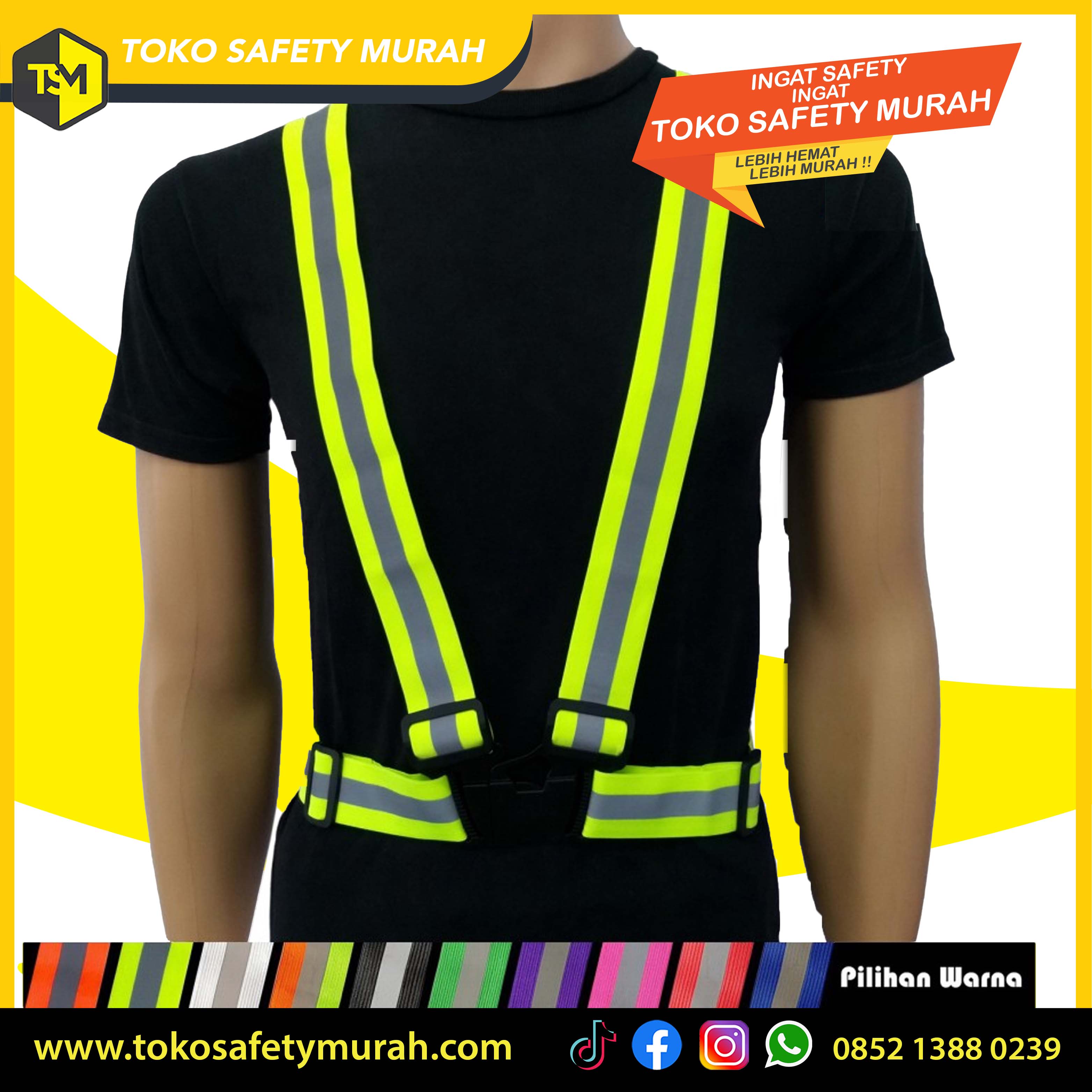 Rompi safety Karet Safety Vest Scotligh Elastic reflective Rompi V Biru ...