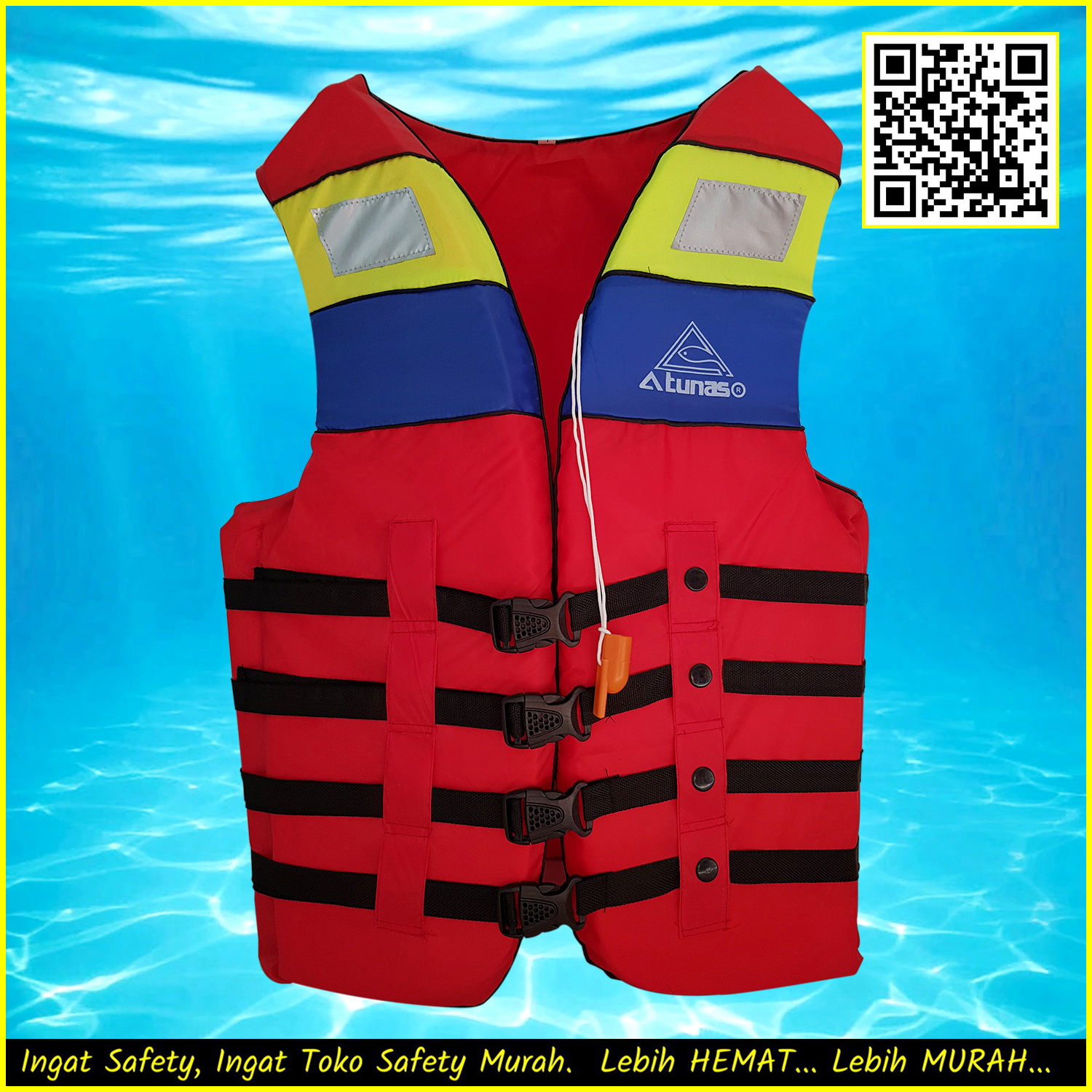 Life Jaket warna Merah S / Rompi Pelampung ATUNAS Safety Vest Baju ...