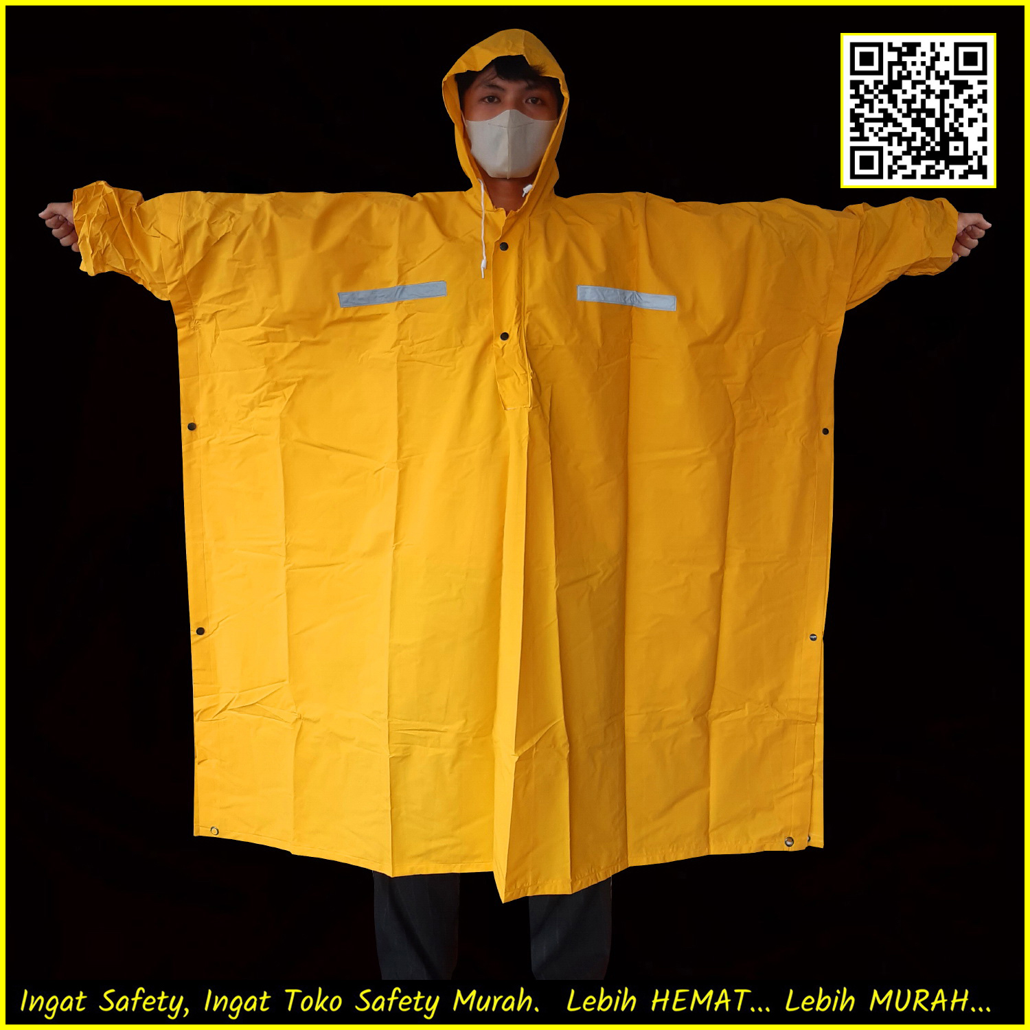 Baju Jas Hujan Ponco Lengan / Mantel Raincoat Safety Kuning Rain Suit ...