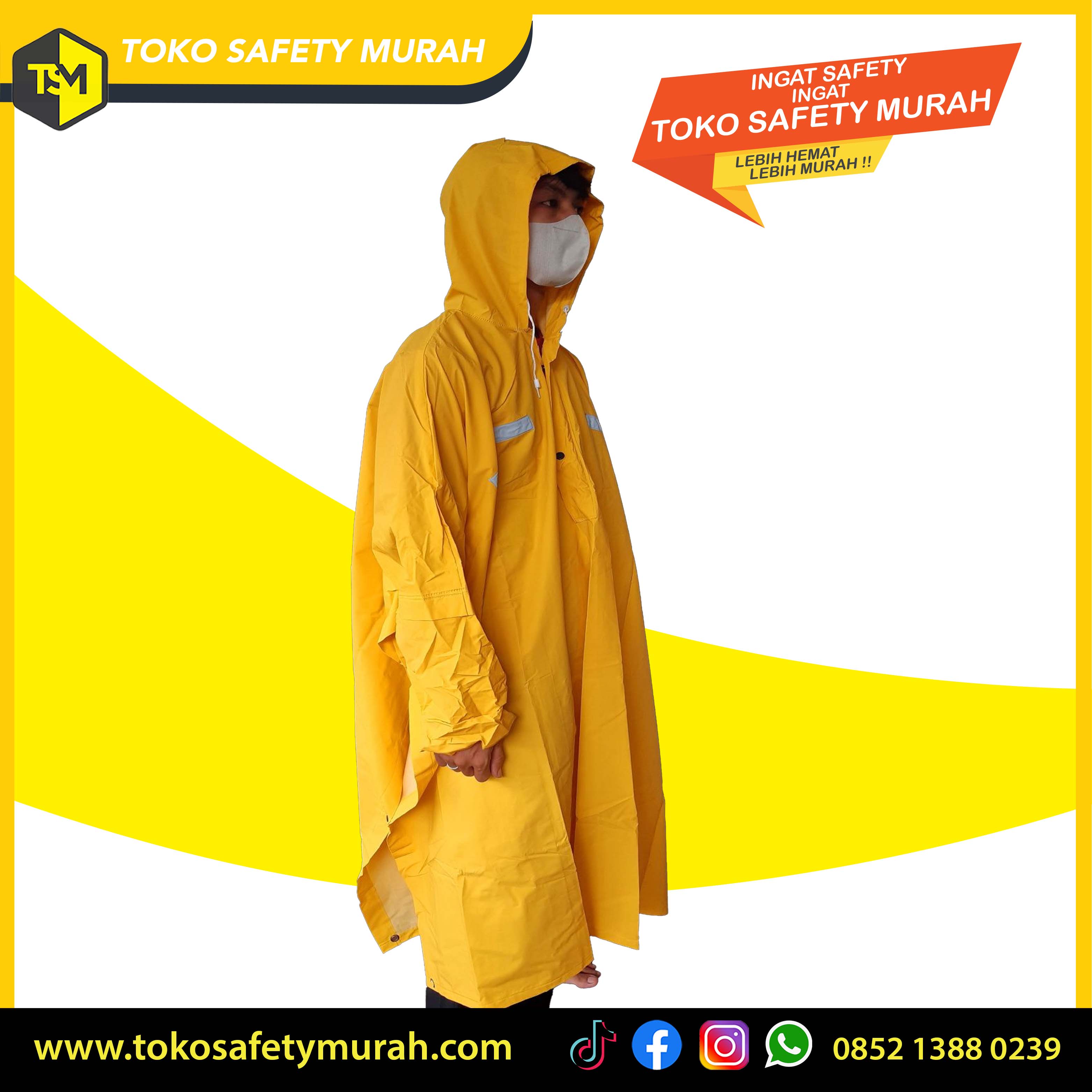 Jas Hujan Safety Kuning PVC Tebal Ponco Lengan / Mantel Motor Anti Air ...
