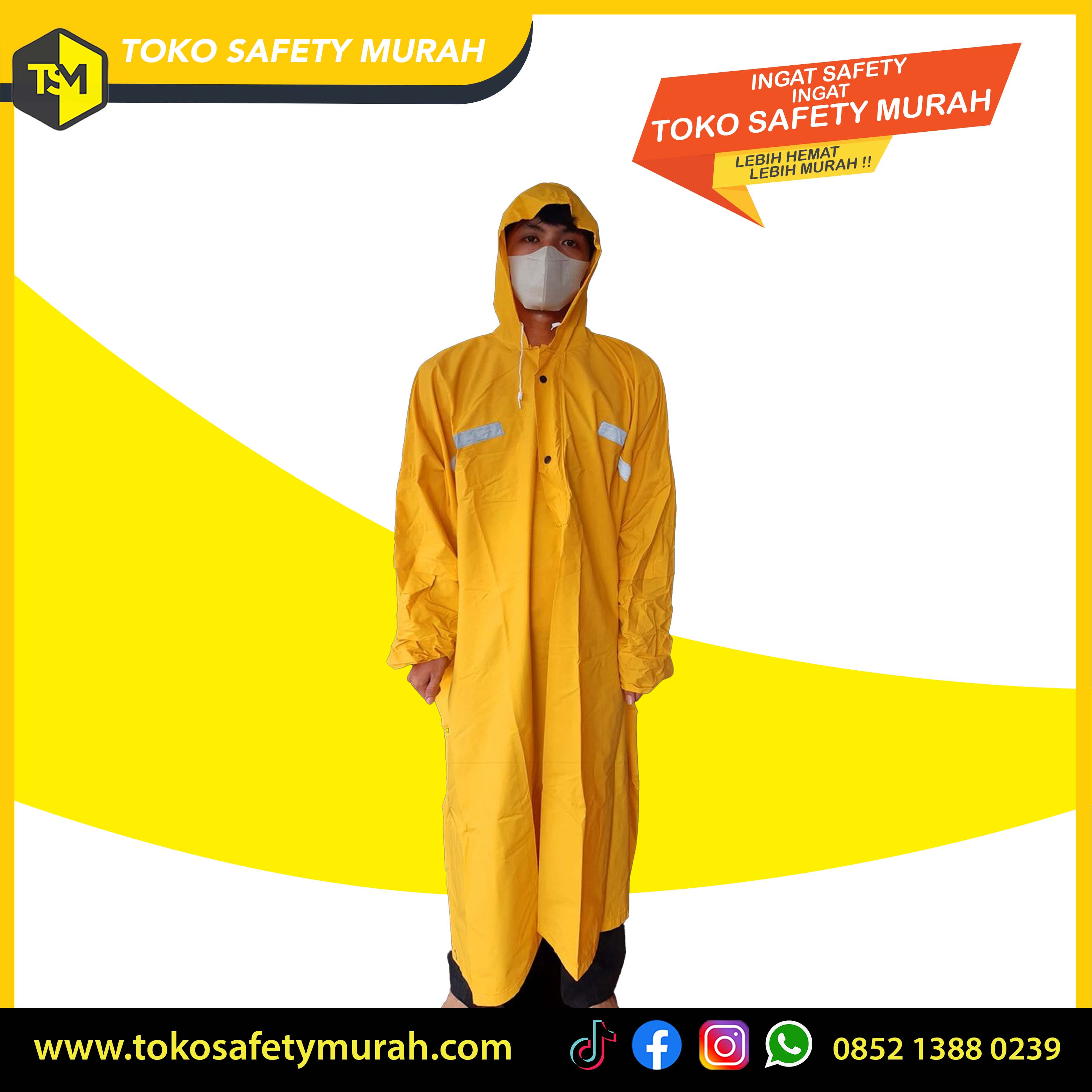 Baju Jas Hujan Ponco Lengan / Mantel Raincoat Safety Kuning Rain Suit ...
