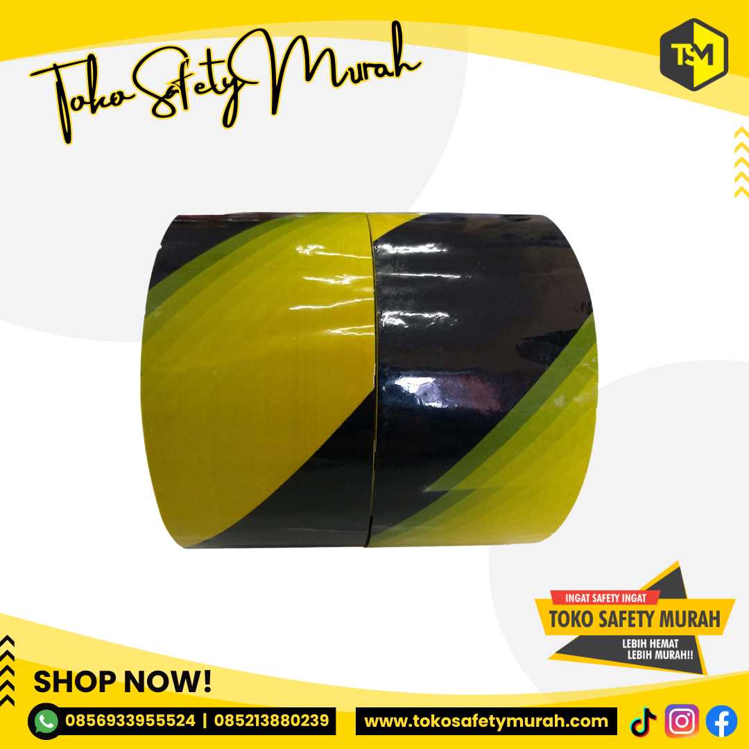 Barricade lem Kuning Hitam / Police line Lakban perekat Safety line ...