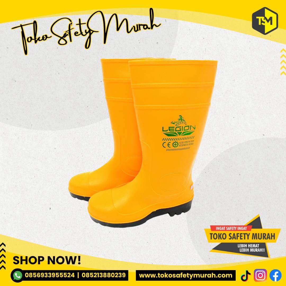 Sepatu Boot Rubber Safety Ujung BESI Steel Toe LEGION / STEEL TOE Boots ...