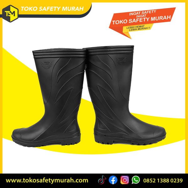 Sepatu Boot Karet Hitam Tinggi Anti Air Boots Panjang Bot PVC Kerja APD ...