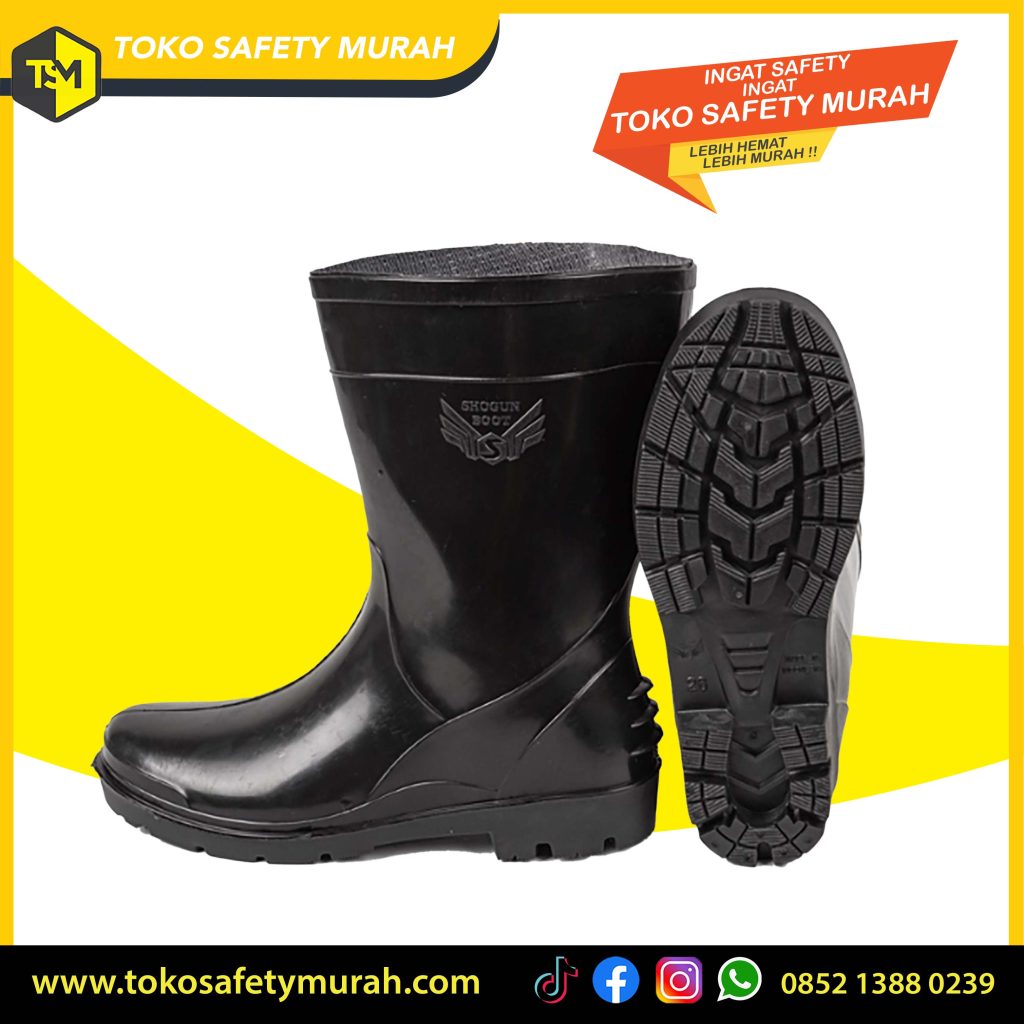 Sepatu Boot Karet Hitam Pendek Kerja Anti Air Pria / Wanita - Toko ...
