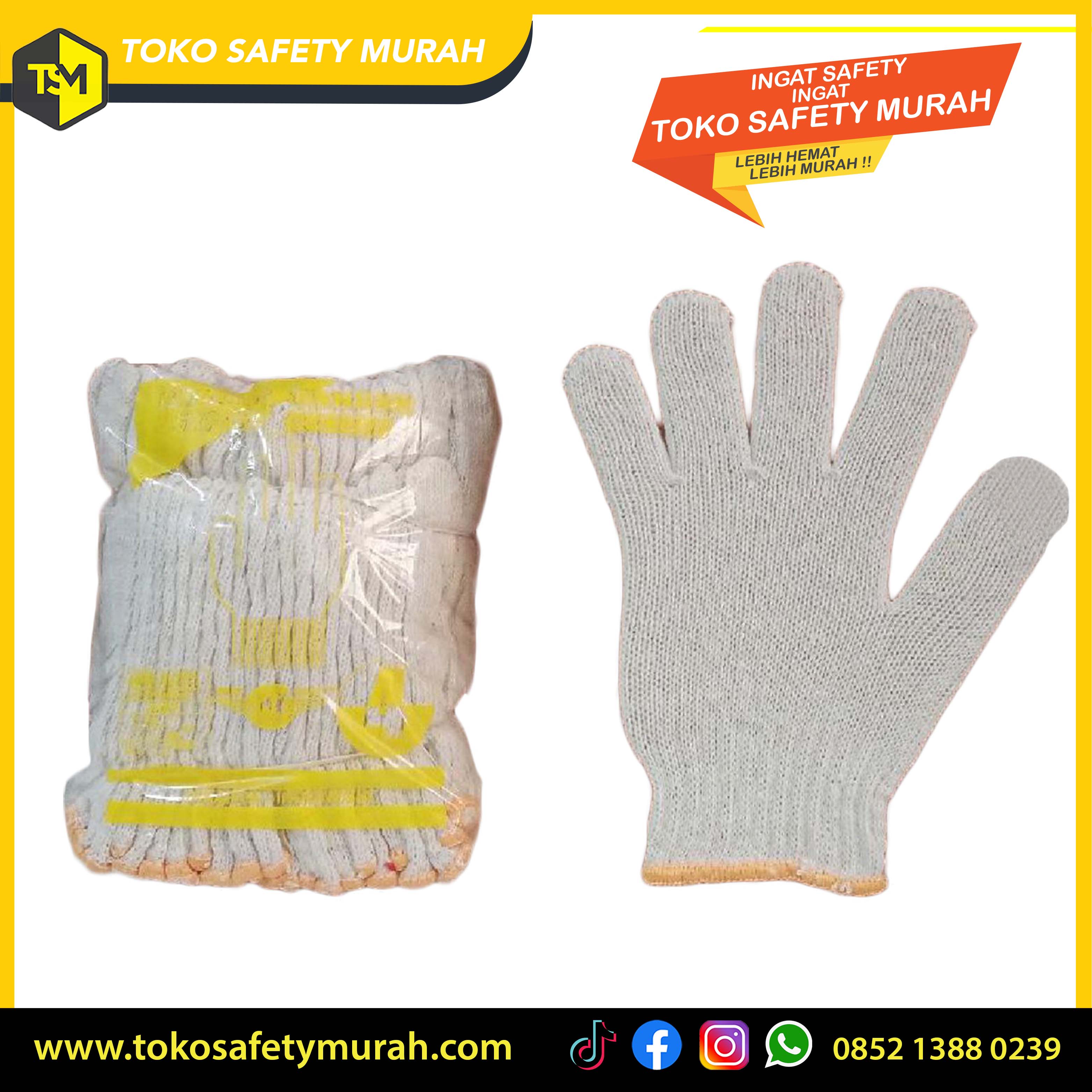 Sarung Tangan B4 Lusinan Kain Rajut Katun Putih 4B Working Industri ...
