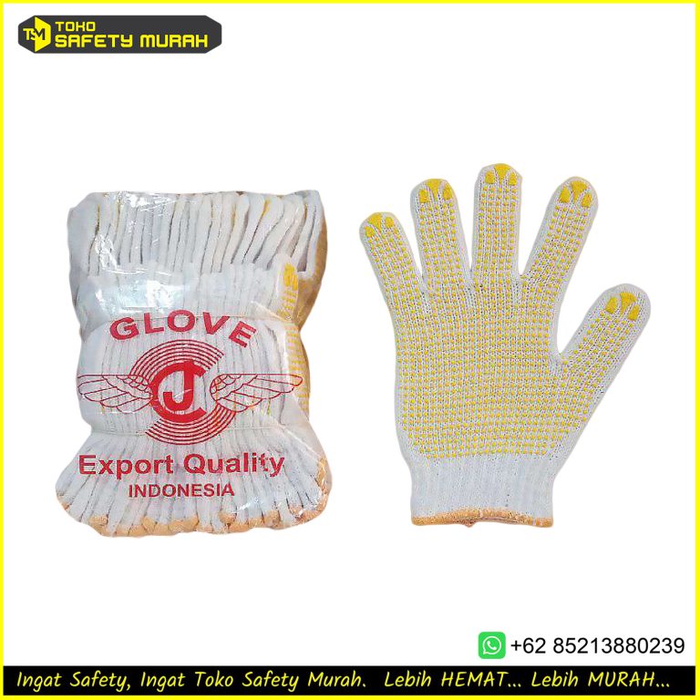 Sarung Tangan Kain Bintik Kuning / Hitam Dotting Safety Working Gloves ...