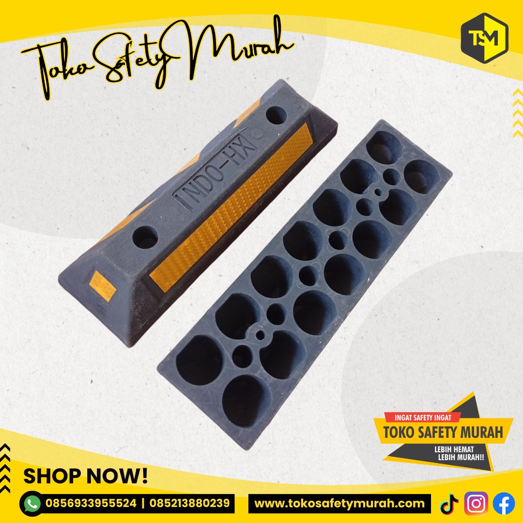 Wheel Stop Car Stopper Rubber Penahan Ganjal Ban Batas Parkir Karet ...