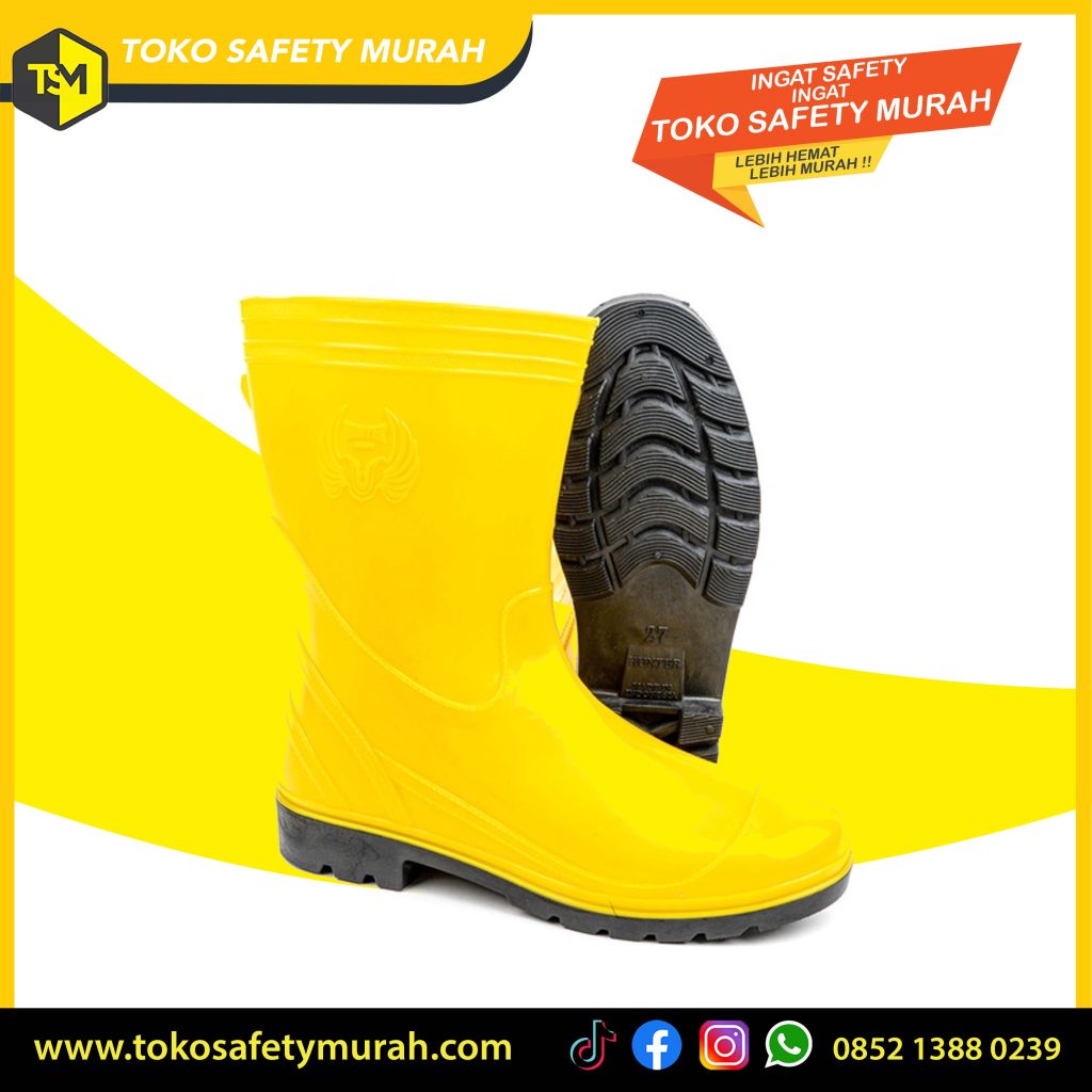 Sepatu Boot Pendek Kuning APD Boots Safety Kontruksi Proyek Perkebunan ...