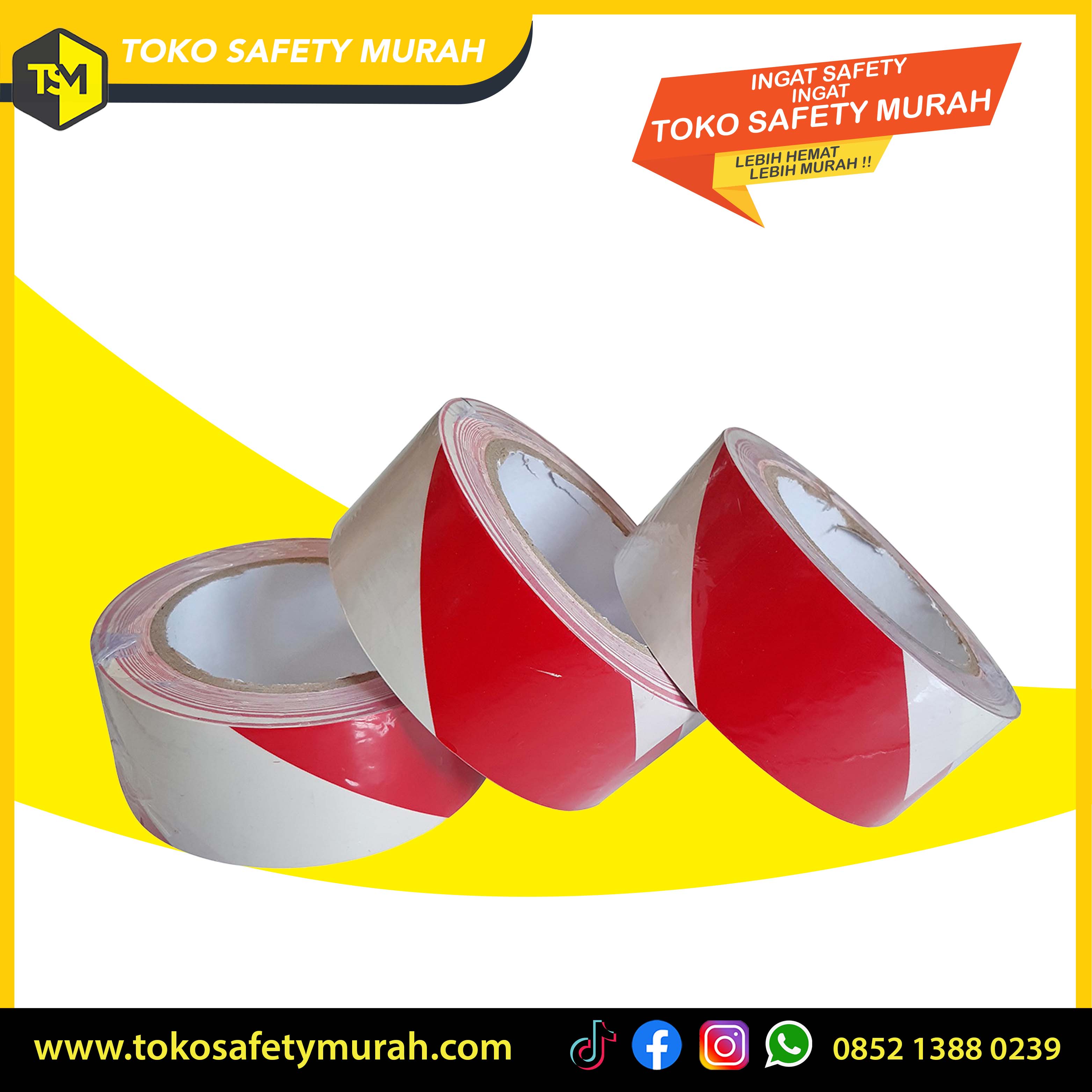 Lakban PVC Ada Lem Floor Marking Tape Police line Pembatas Garis Polisi ...