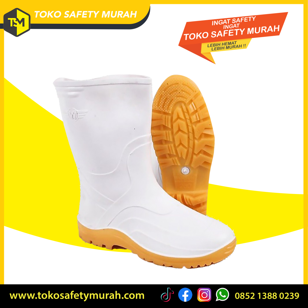 Sepatu Boots Putih Proyek Boot Karet Pendek Anti Air Wing On 8899 ...