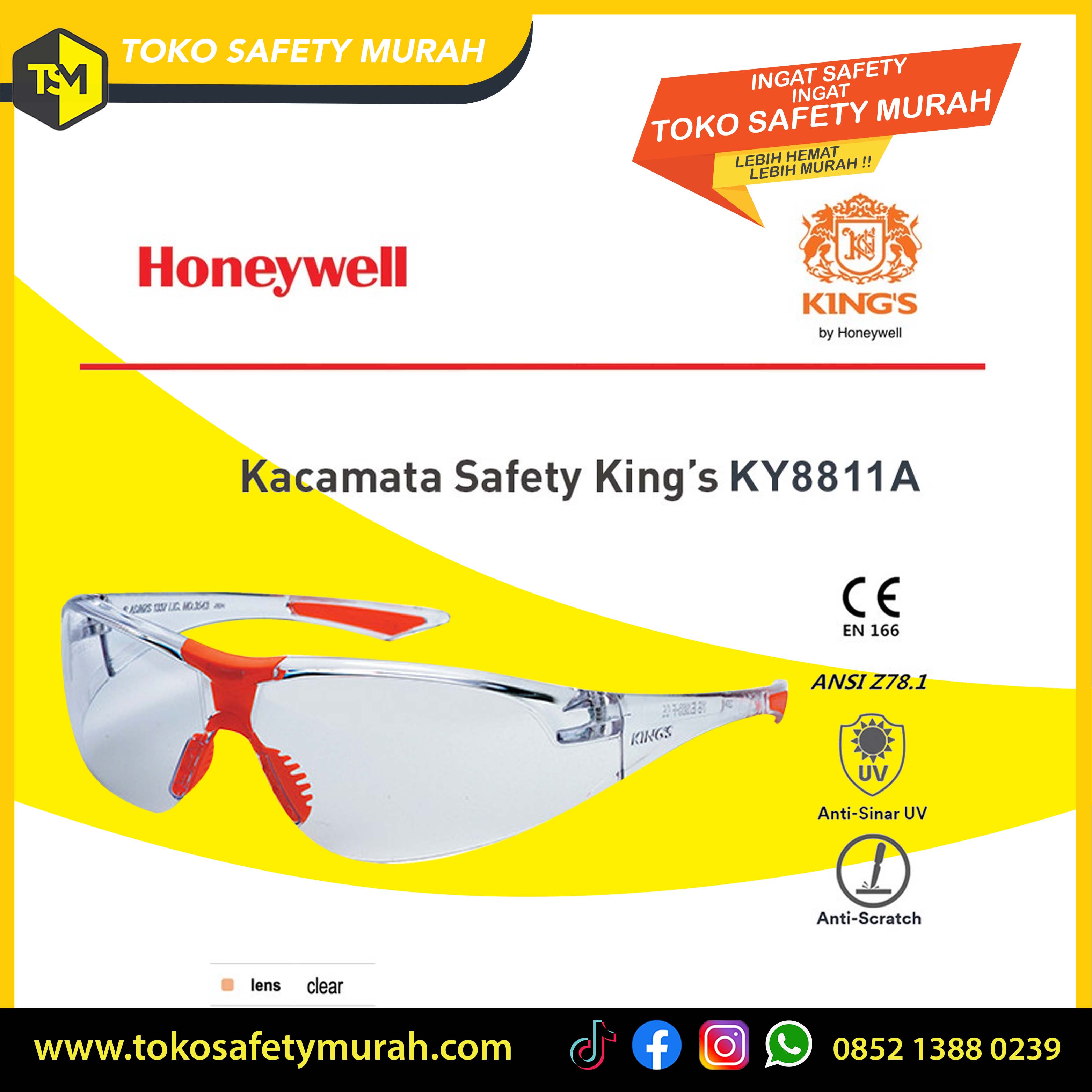 Kacamata Safety King's KY8811A Anti UV Original Kings KY 8811A Clear ...