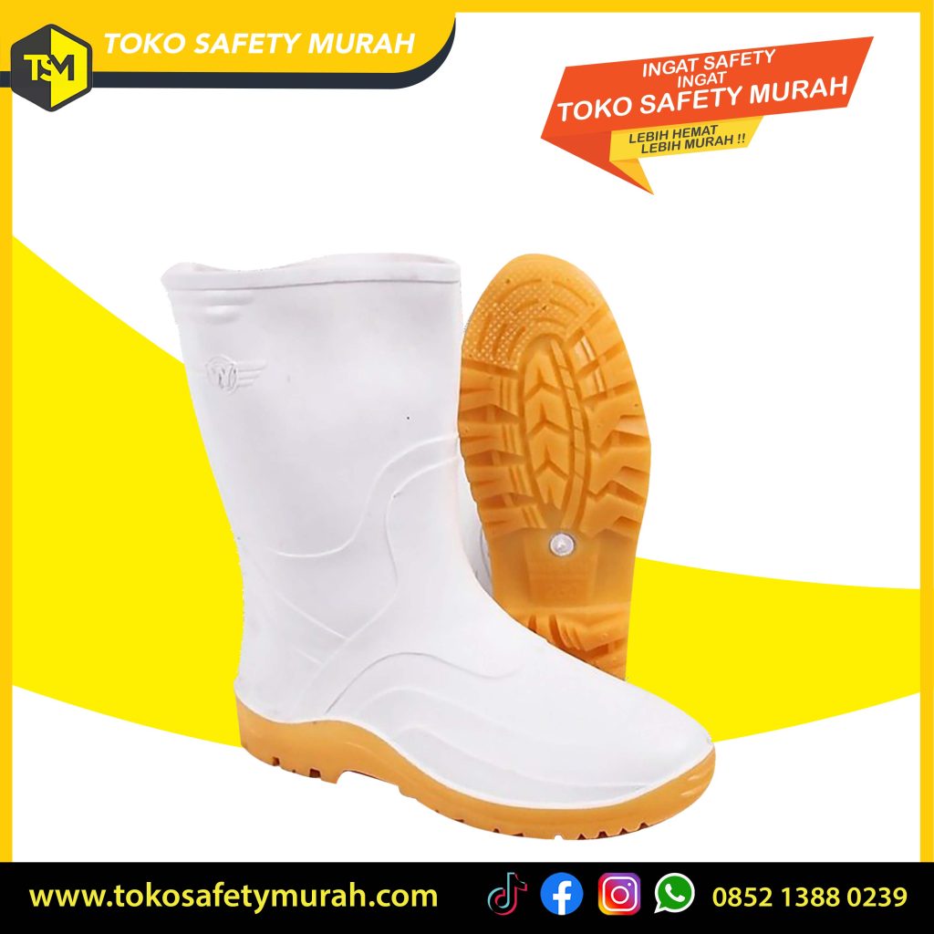 Sepatu Boots Putih Proyek Boot Karet Pendek Anti Air Wing On 8899 ...