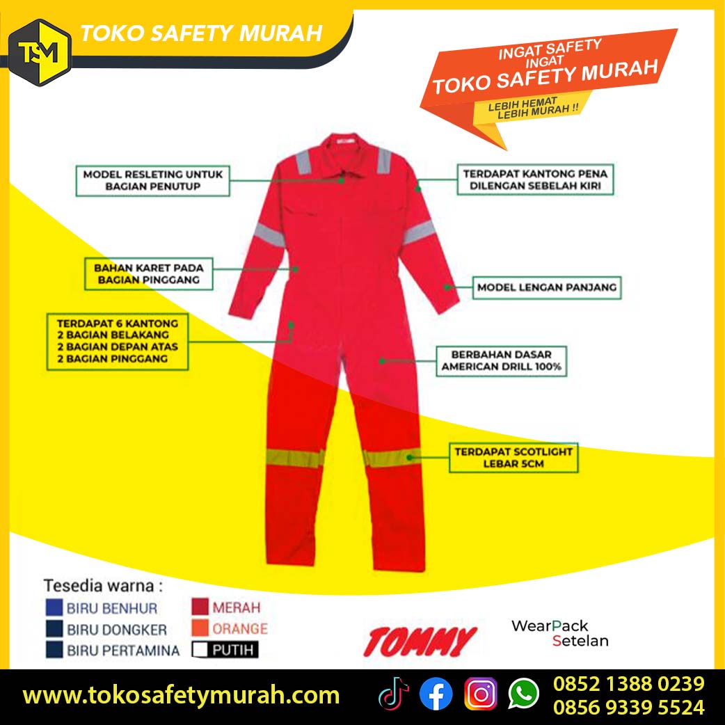 Wearpack Terusan Safety Tommy Coverall Wearpak Baju Kerja Proyek Size M ...