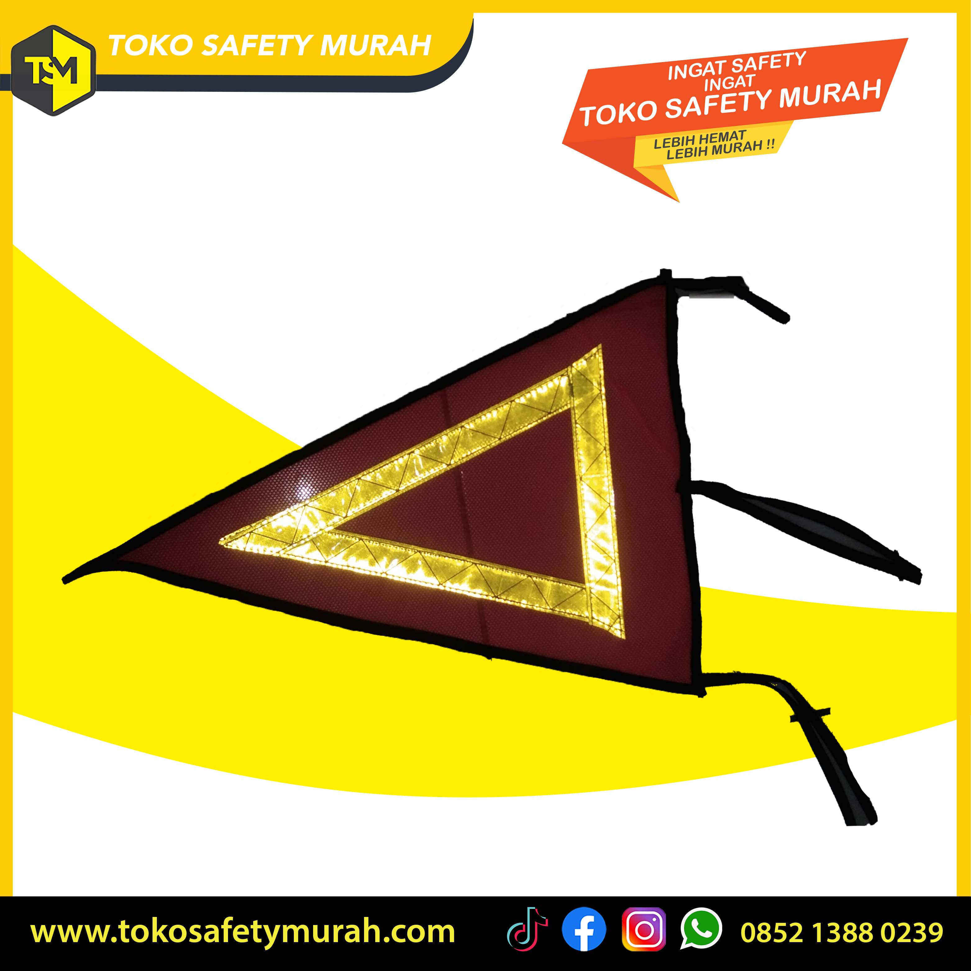 Bendera Segitiga Safety Jaring Orange Scotlight Reflektor Flagman ...