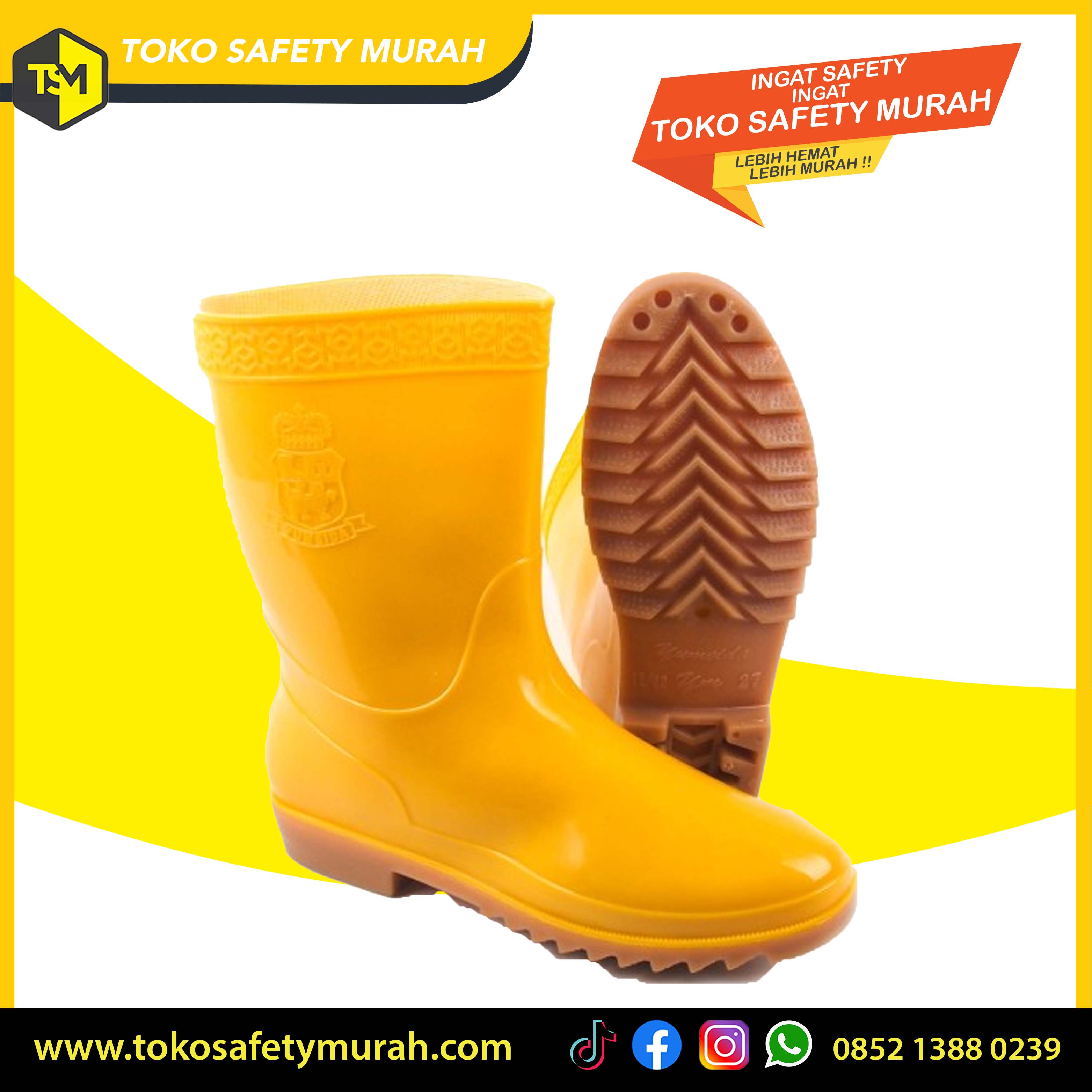 Sepatu Boot Karet Pendek Kuning Yumeida RB 1 Kuning - Toko Safety Murah