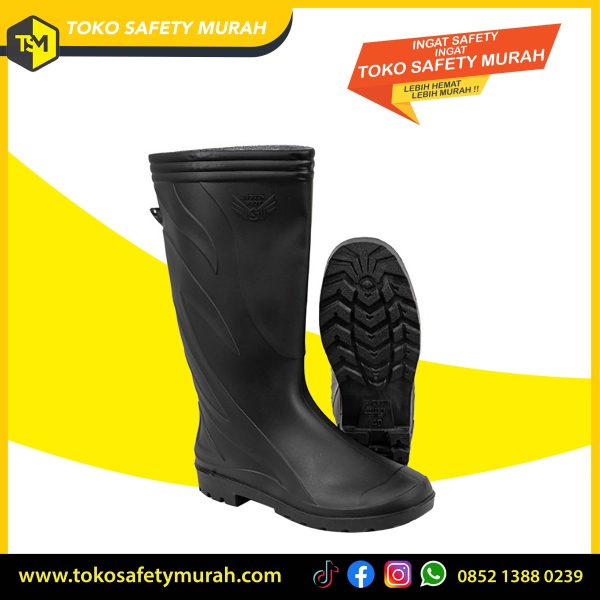Sepatu Boot Karet Hitam Tinggi Anti Air Boots Panjang Bot PVC Kerja APD ...