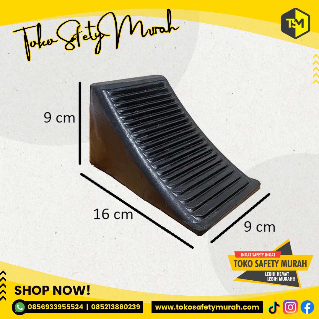Pengganjal Ban Mobil Kecil Rubber Wheel Stopper - Toko Safety Murah