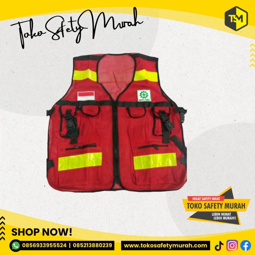 Rompi Jaring 6 Kantong Rompi Safety Bordir Logo K3 dan Bendera - Hijau ...