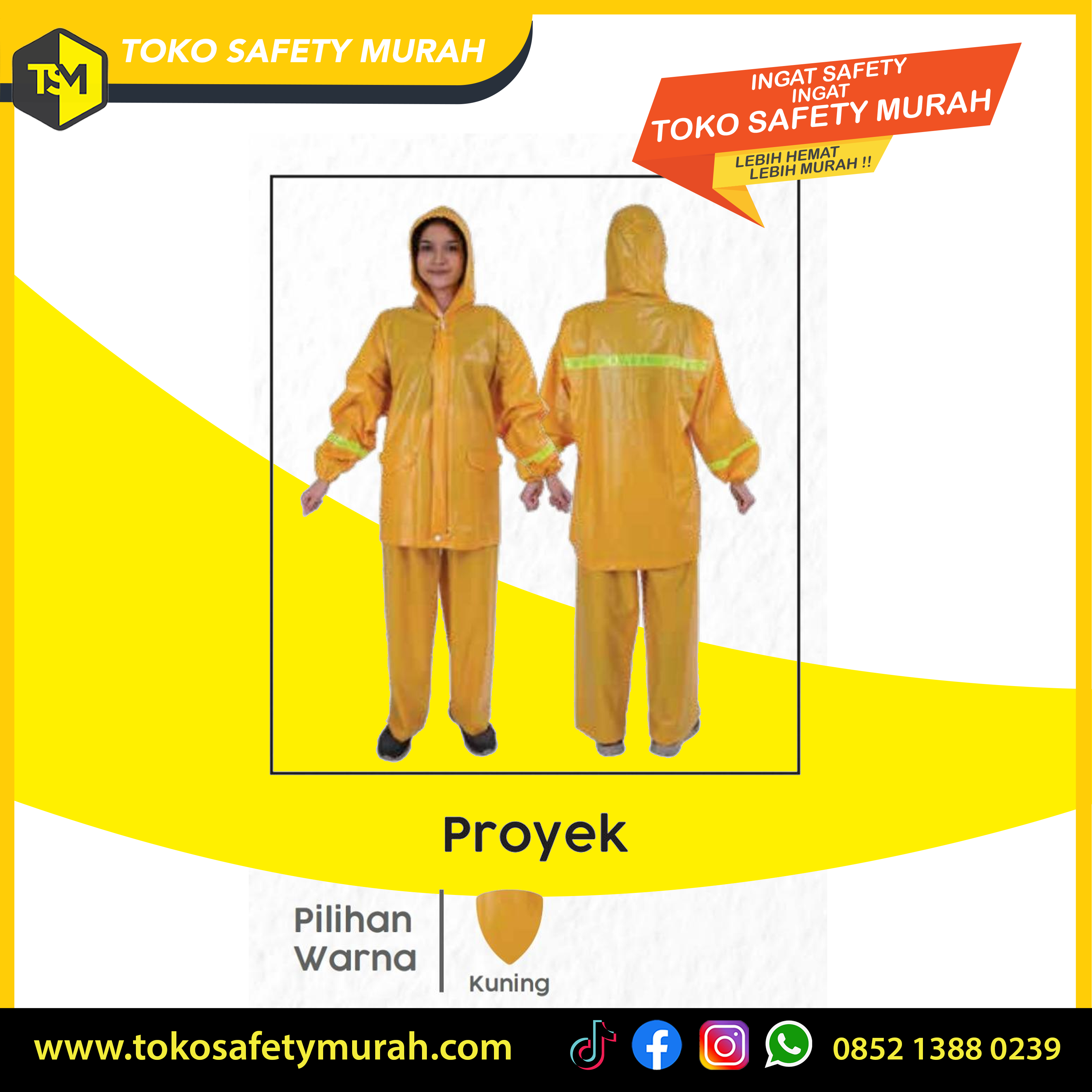 Jas Hujan Setalan Baju Celana Proyek IBEX Raincoat PVC Warna Kuning ...