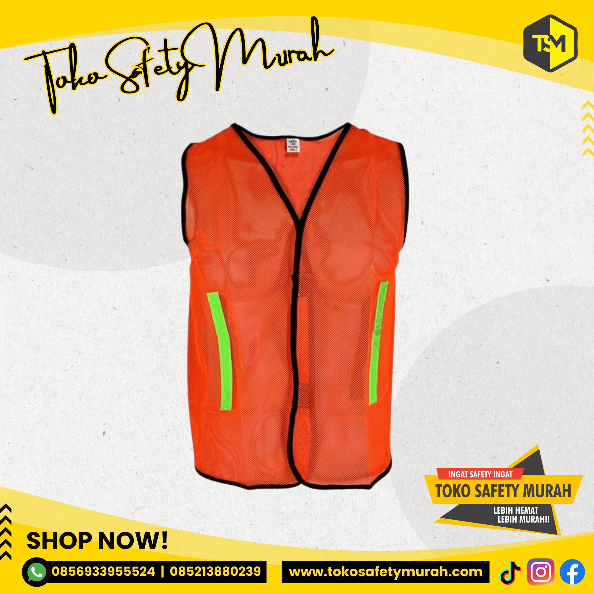 Rompi Jaring Orange / Rompi Safety / Rompi Jala X / Safety Vest Jaring ...