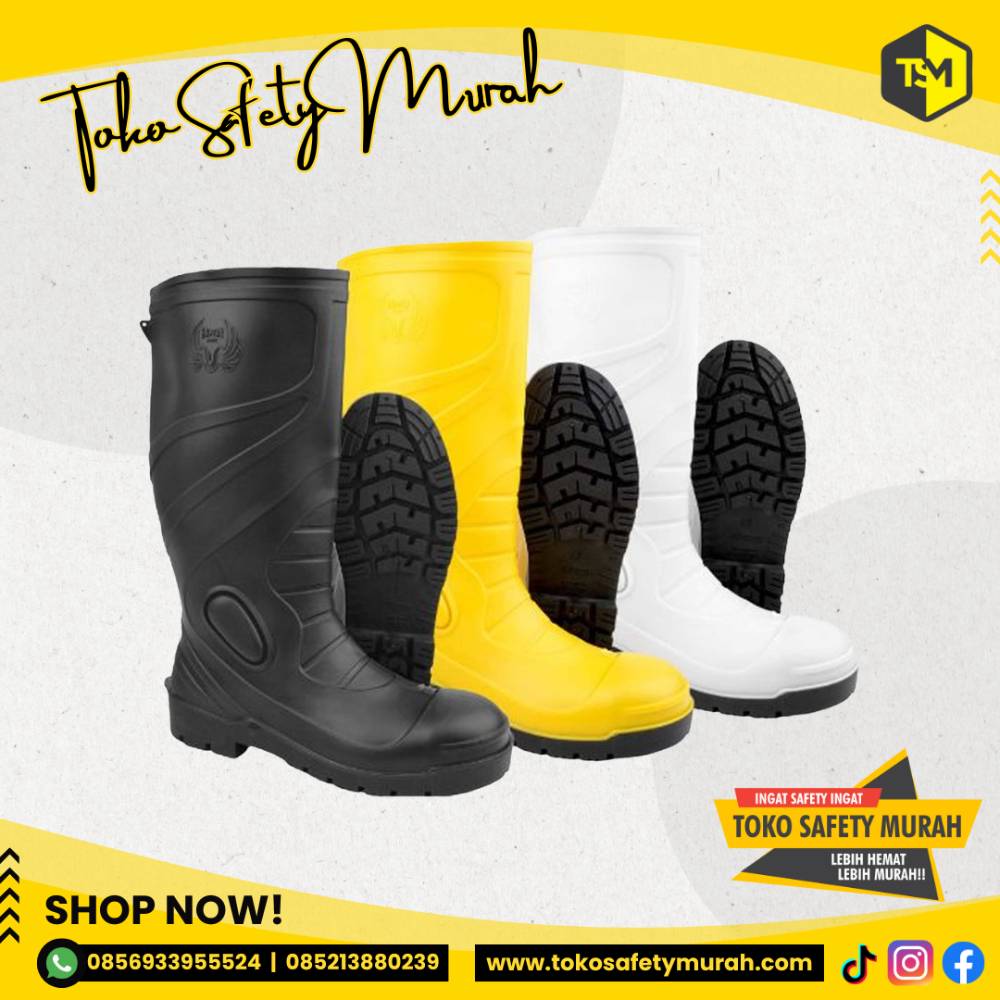 Sepatu Boot Tinggi Safety Toe Cap Besi Anti Slip Anti Licin Size 39-44 ...