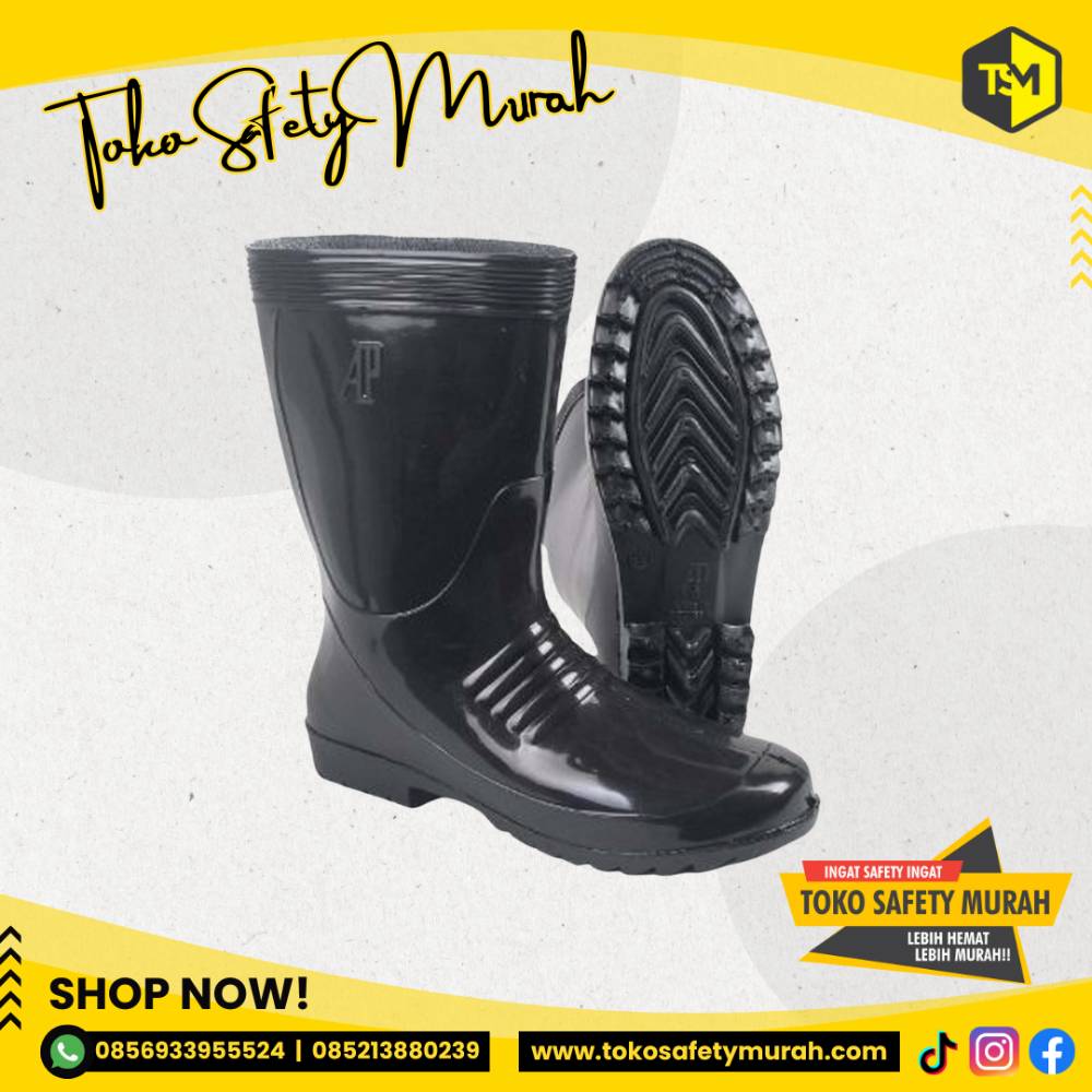 Sepatu Boot Pendek Hitam Anti Air Sepatu Boot PVC Karet Sepatu AP Boots ...