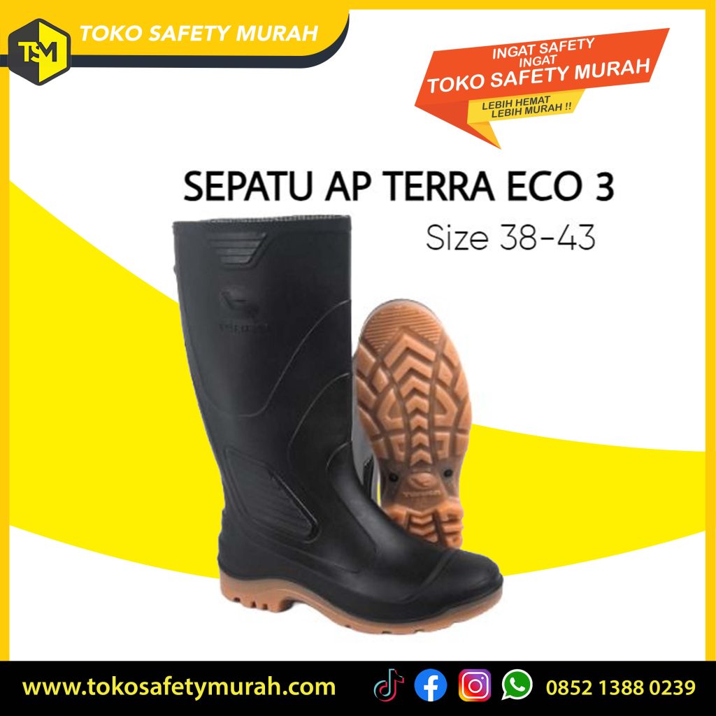 Sepatu Boot AP Terra Eco 3 Hitam Black Anti Air Anti Slip Sepatu Boots ...