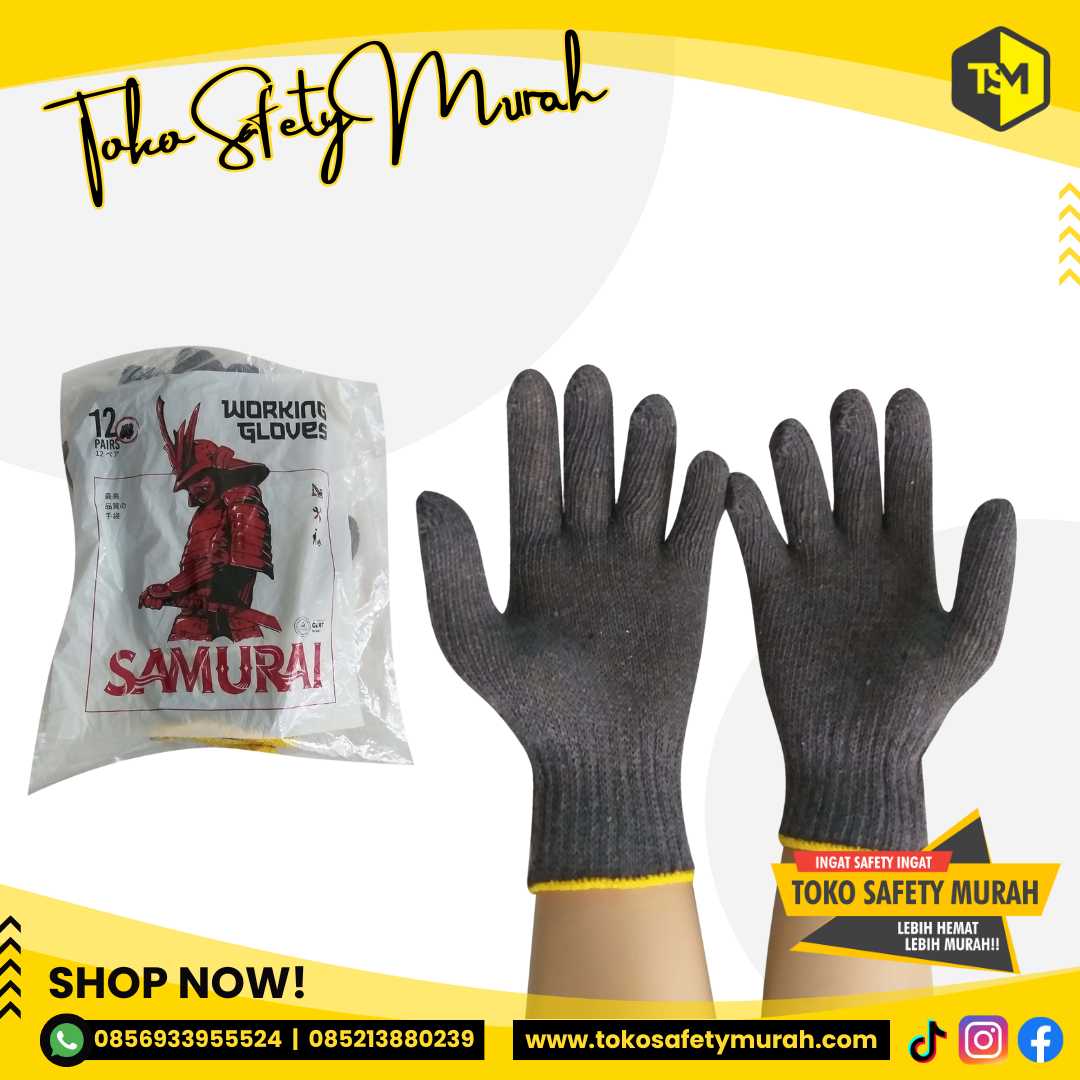 Sarung Tangan Safety Proyek Abu Benang 4 B4 List Kuning Gloves - Toko ...