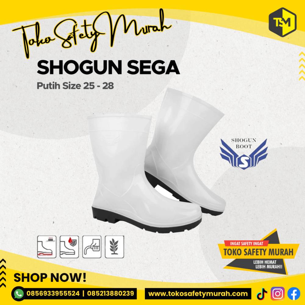 Sepatu Boot Pendek Putih Sepatu Boots Karet Shogun Sega Size 25-28 ...